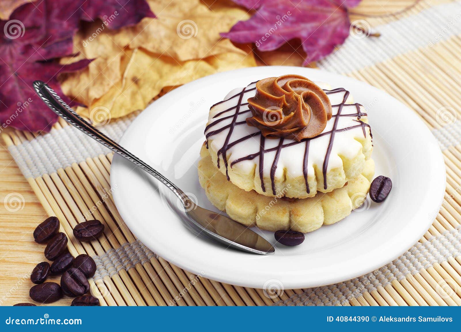 Small Round Cake with Icing and Chocolate Stock Photo - Image of ...