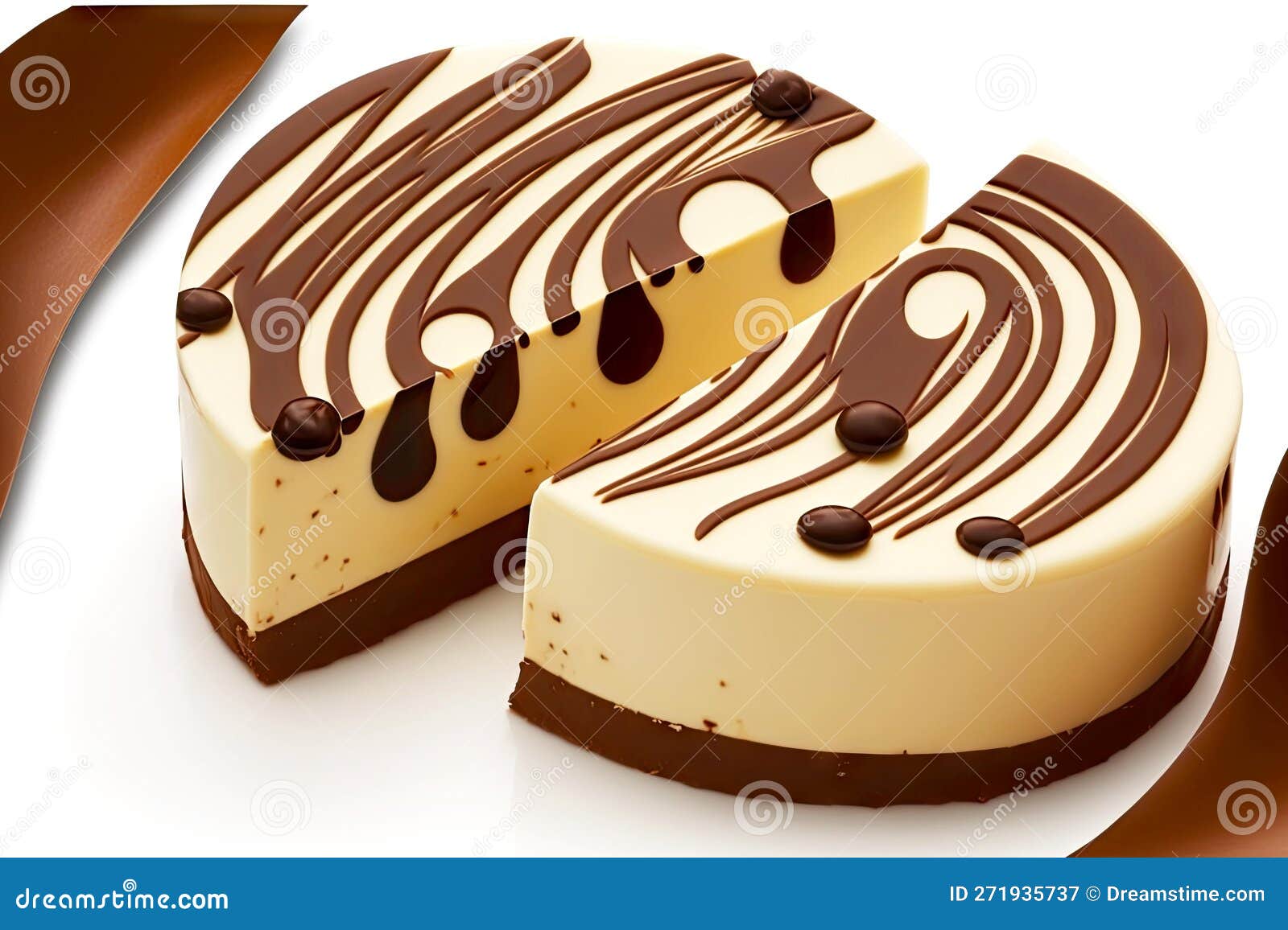 Small Round Cheesecake Pieces Decorated with Chocolate Stock ...