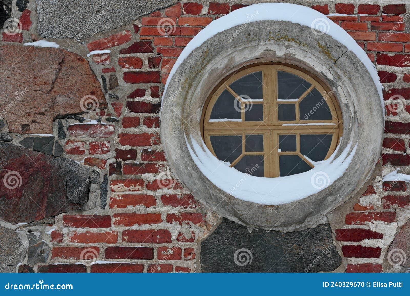 A Small Round and Decorative Window of an Ancient Church Stock Photo ...