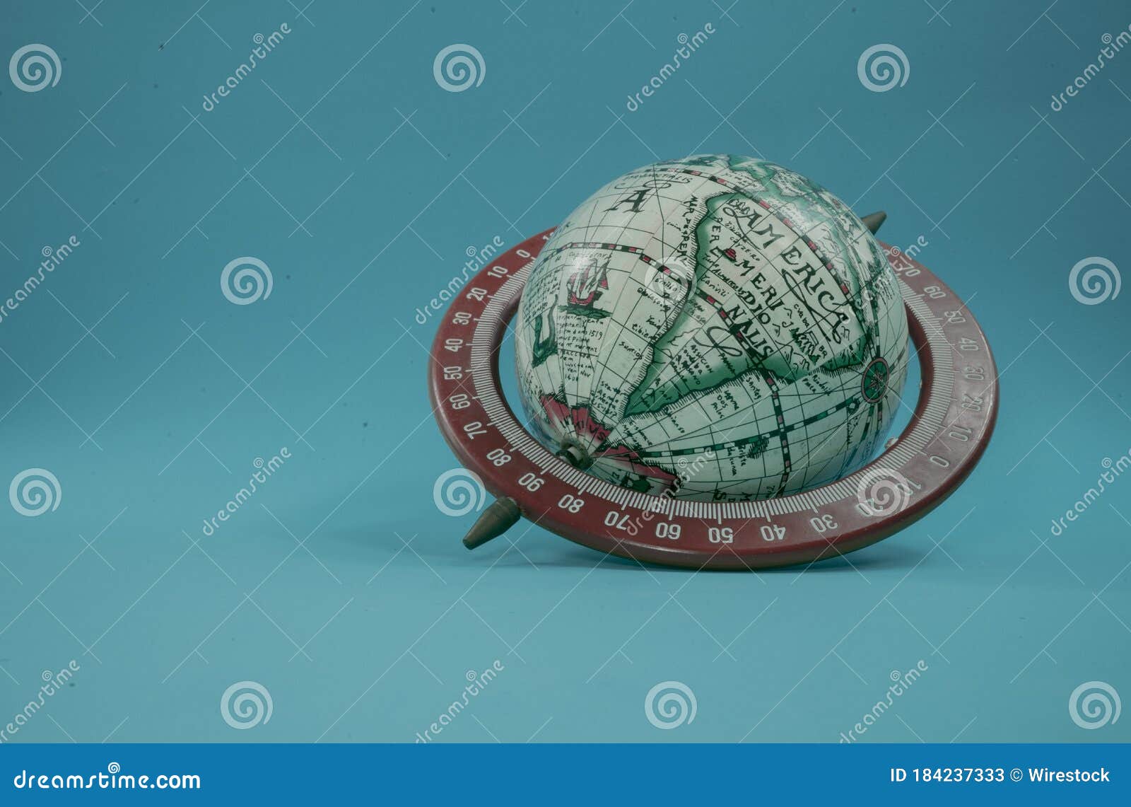 Small Round Globe Behind a Green Background Stock Image - Image of ...