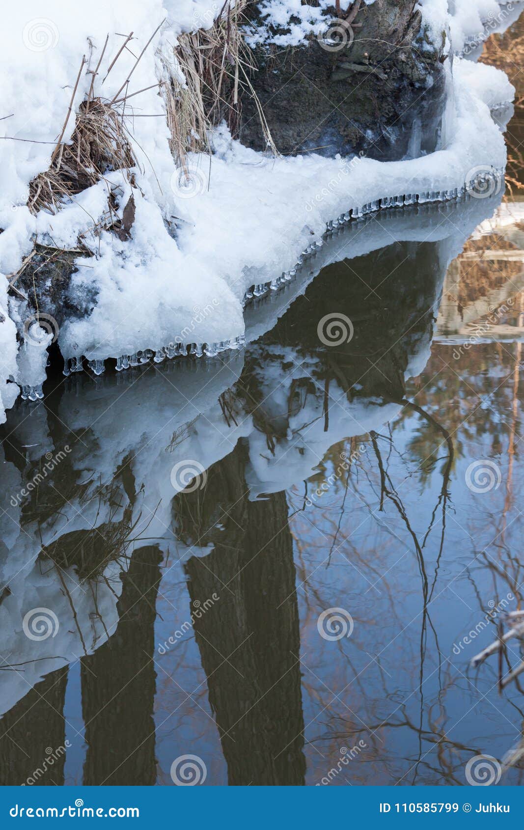 Small Round Icicles Over Water Stock Image - Image of snow, icicles ...