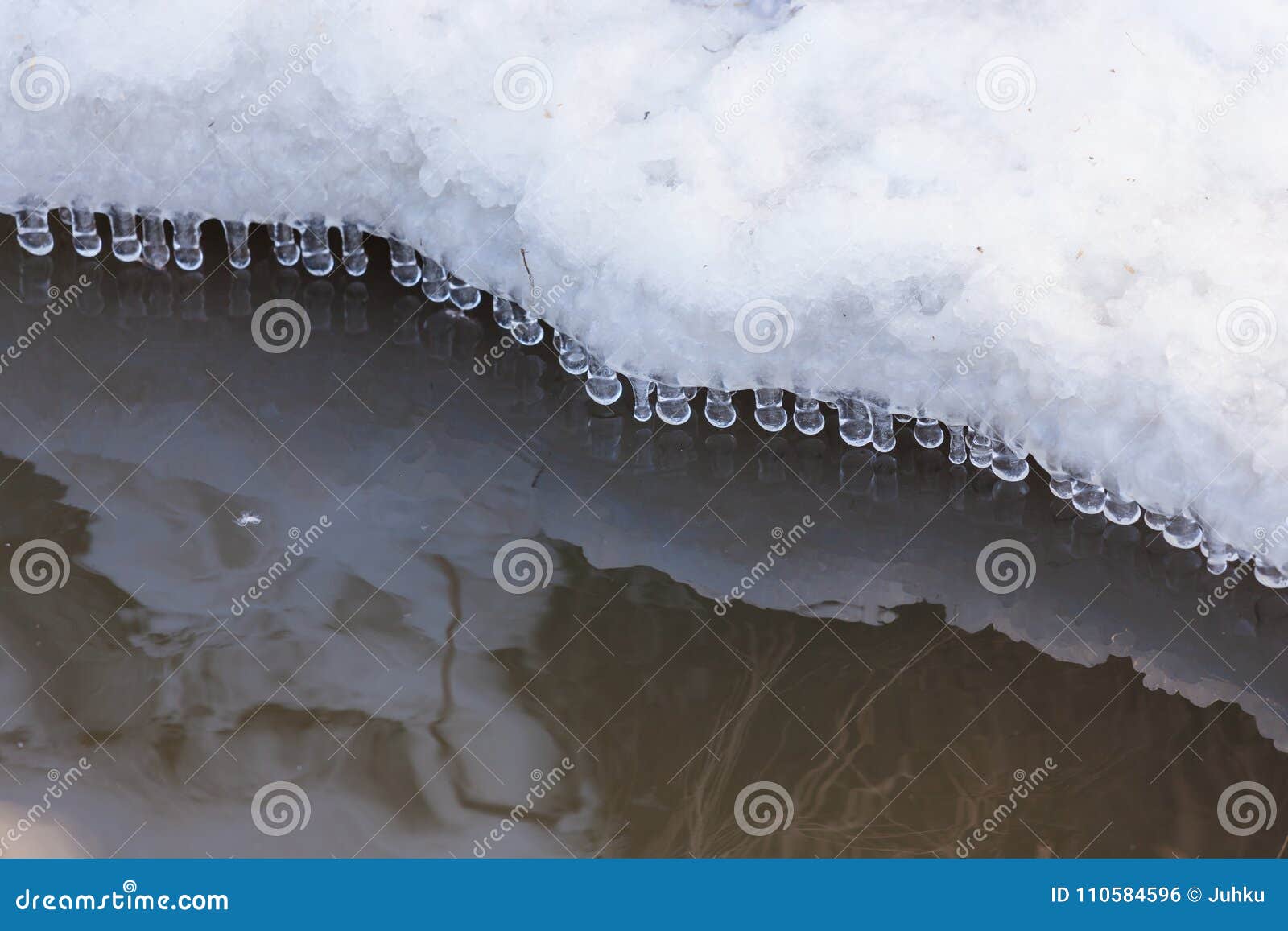 Small Round Icicles Over Water Stock Photo - Image of line, nature ...