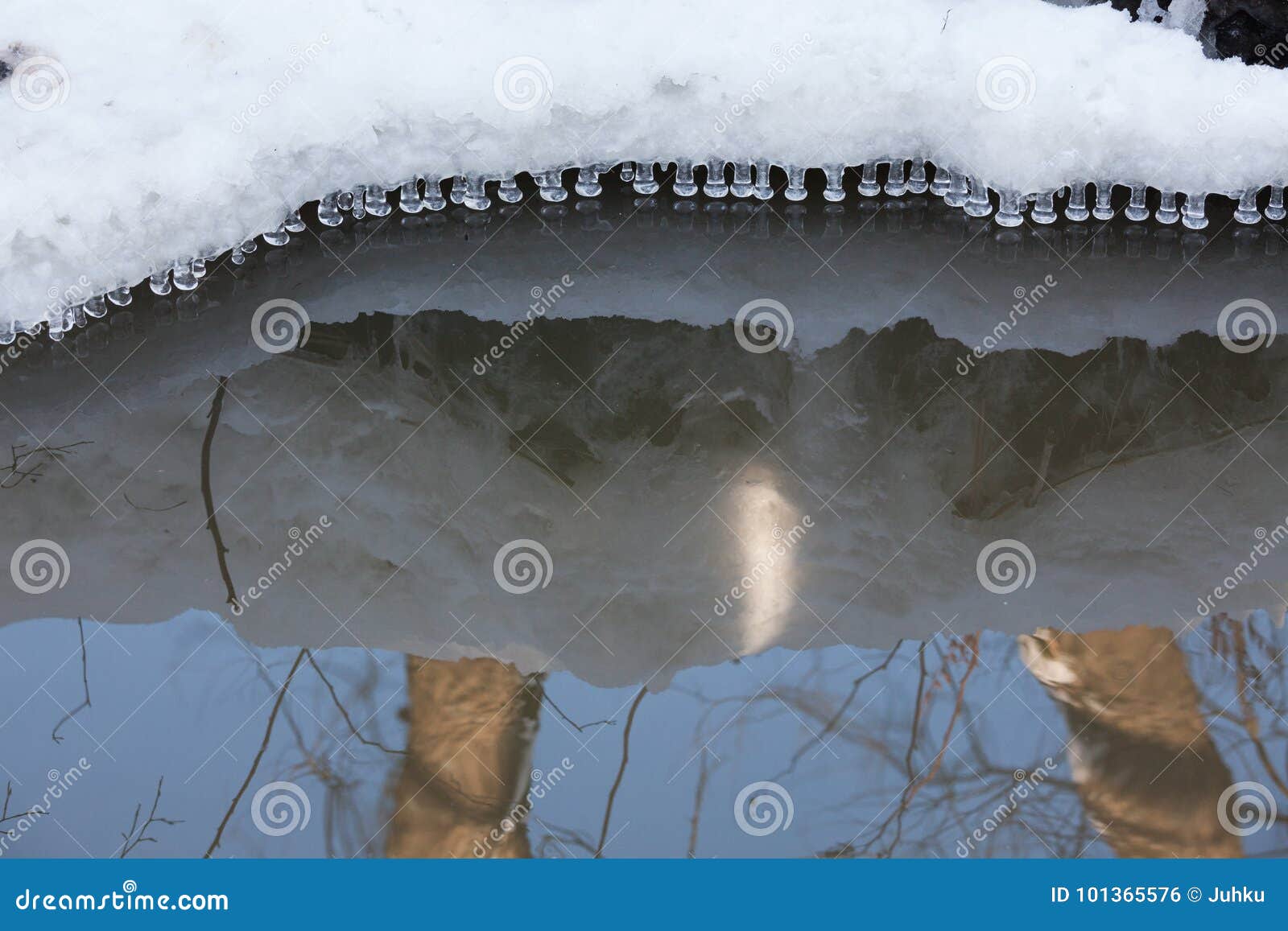 Small Round Icicles Over Water Stock Photo - Image of river, white ...