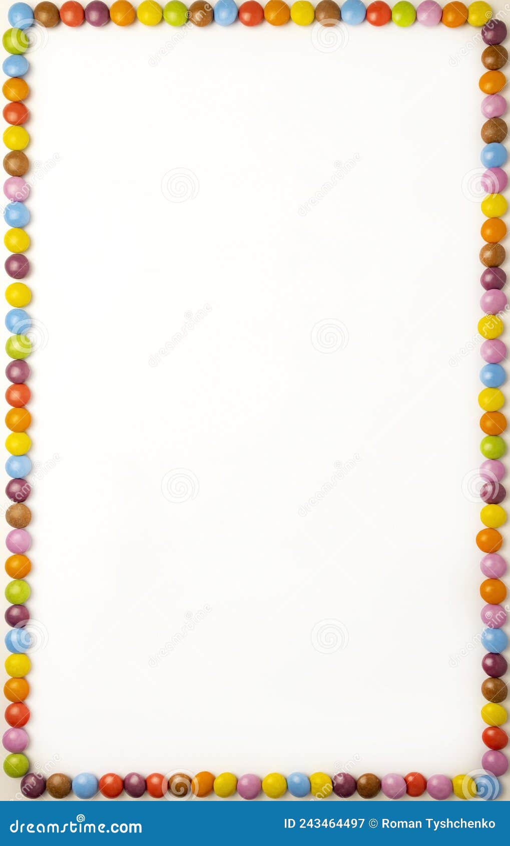 Small Round Rectangular Candies Laid Out on the Edge of the Frame on a ...