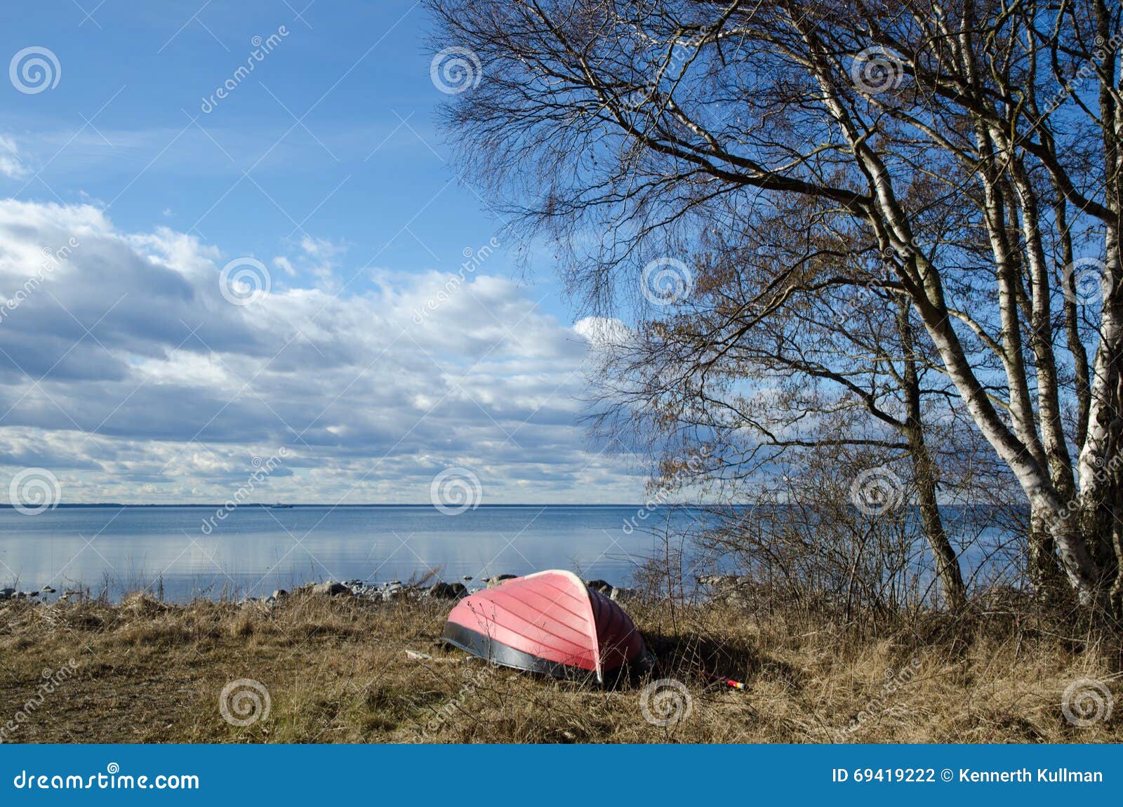 Small Rowing Boat Up Side Down by the Coast Stock Photo - Image of ...