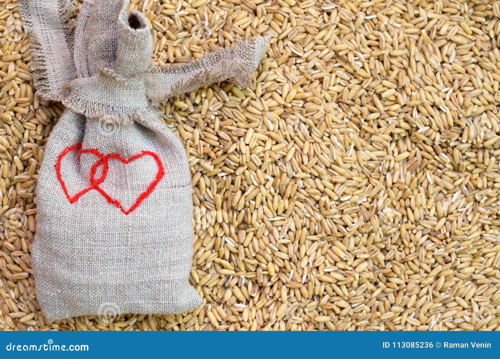 Small Sacks of Sacking with the Image of Two Hearts Stock Photo - Image ...