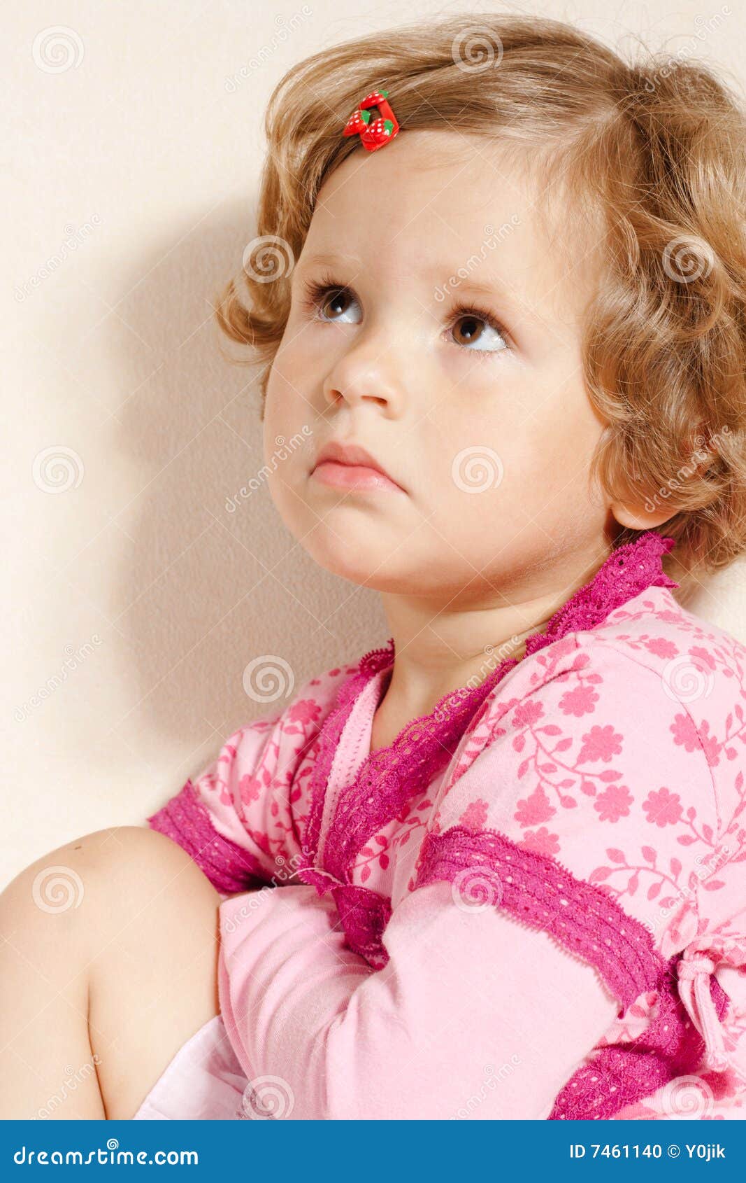 Small Sad Girl is Looking Up Stock Photo - Image of small, pink: 7461140