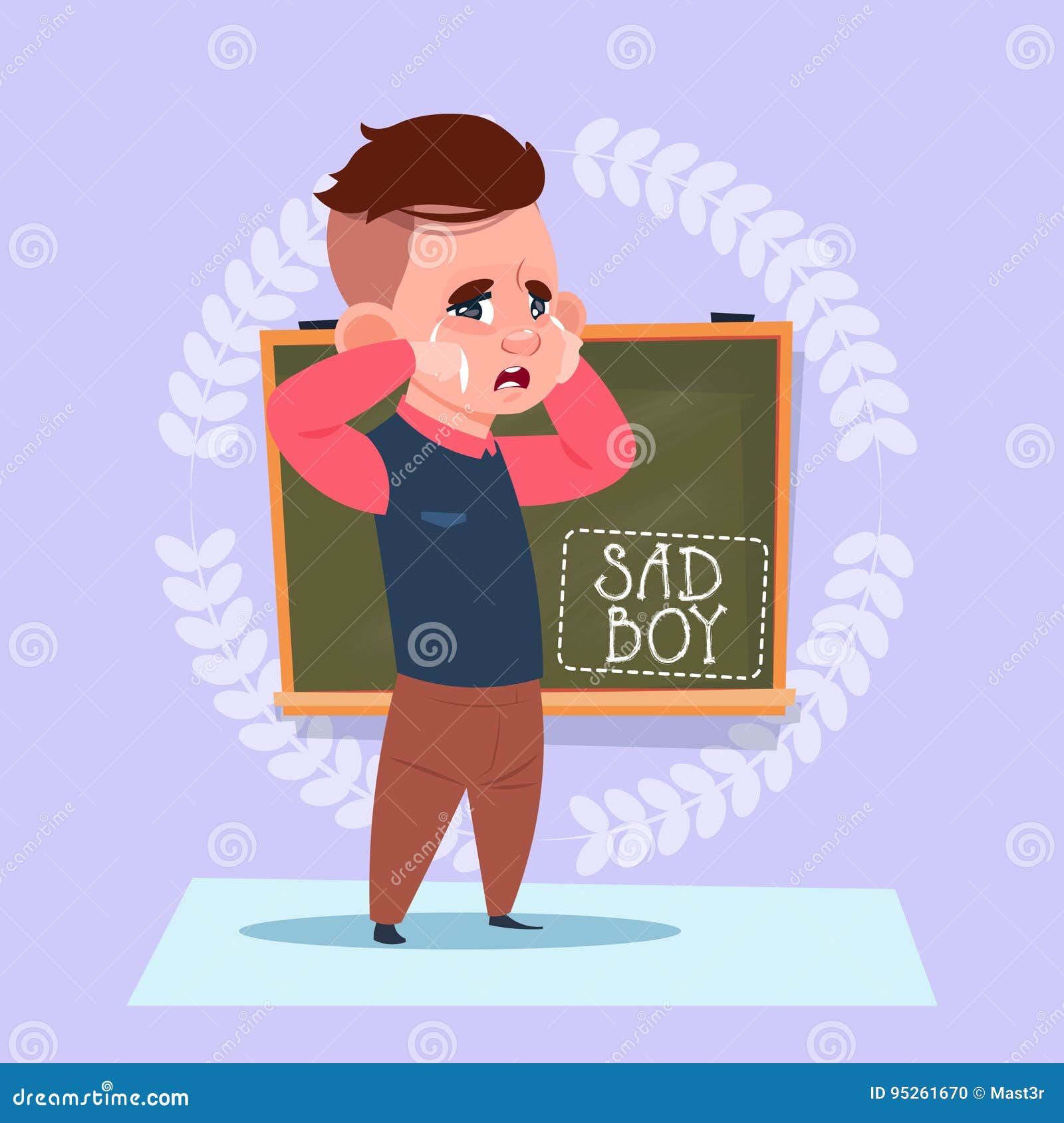 Small Sad School Boy Standing Over Class Board Crying Schoolboy ...