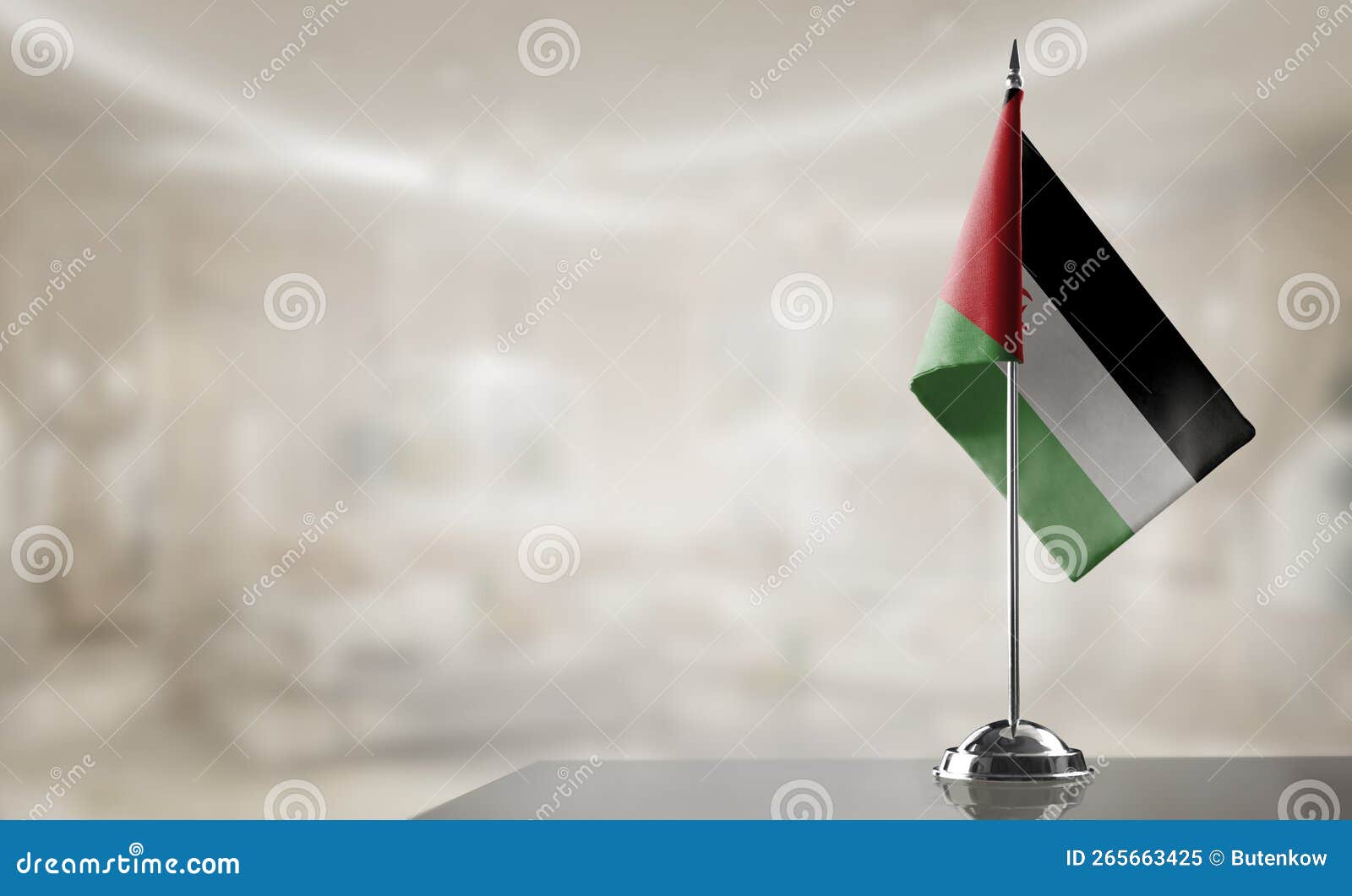 A Small Sahrawi Flag on an Abstract Blurry Background Stock Image ...