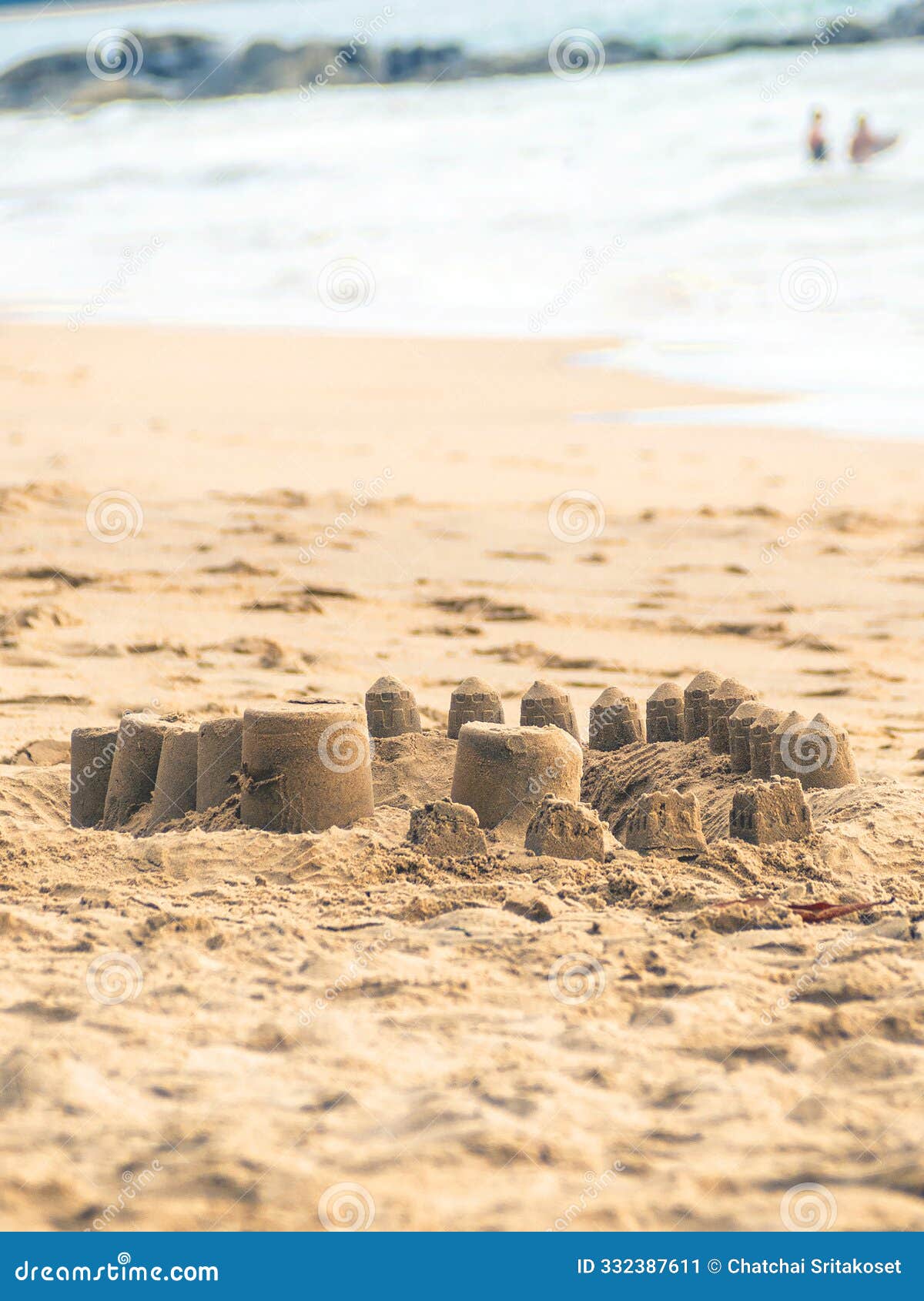 The Small Sand Castles on the Sandy Beach Stock Image - Image of bright ...