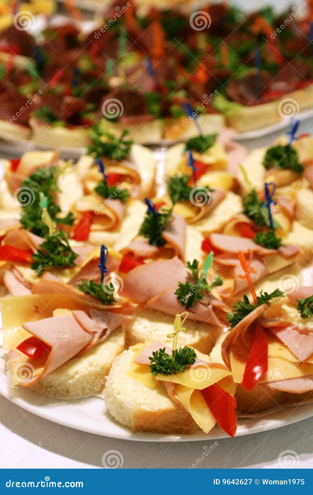Small Sandwiches with Meat and Cheese Stock Image - Image of food ...