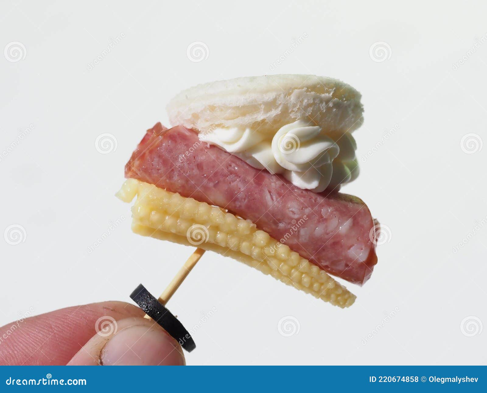 Small Sandwiches on Toothpicks Canapes in Hand Stock Photo - Image of ...