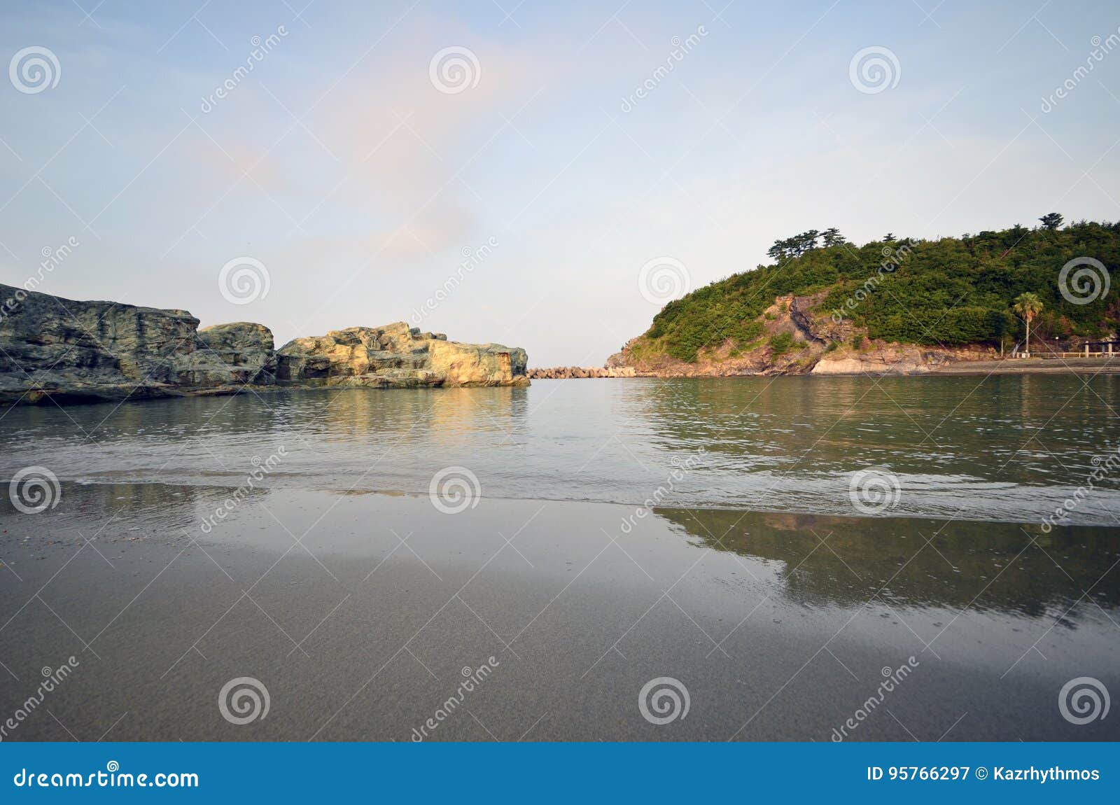 Small Sandy Beach of Japan. Stock Image - Image of clear, waves: 95766297
