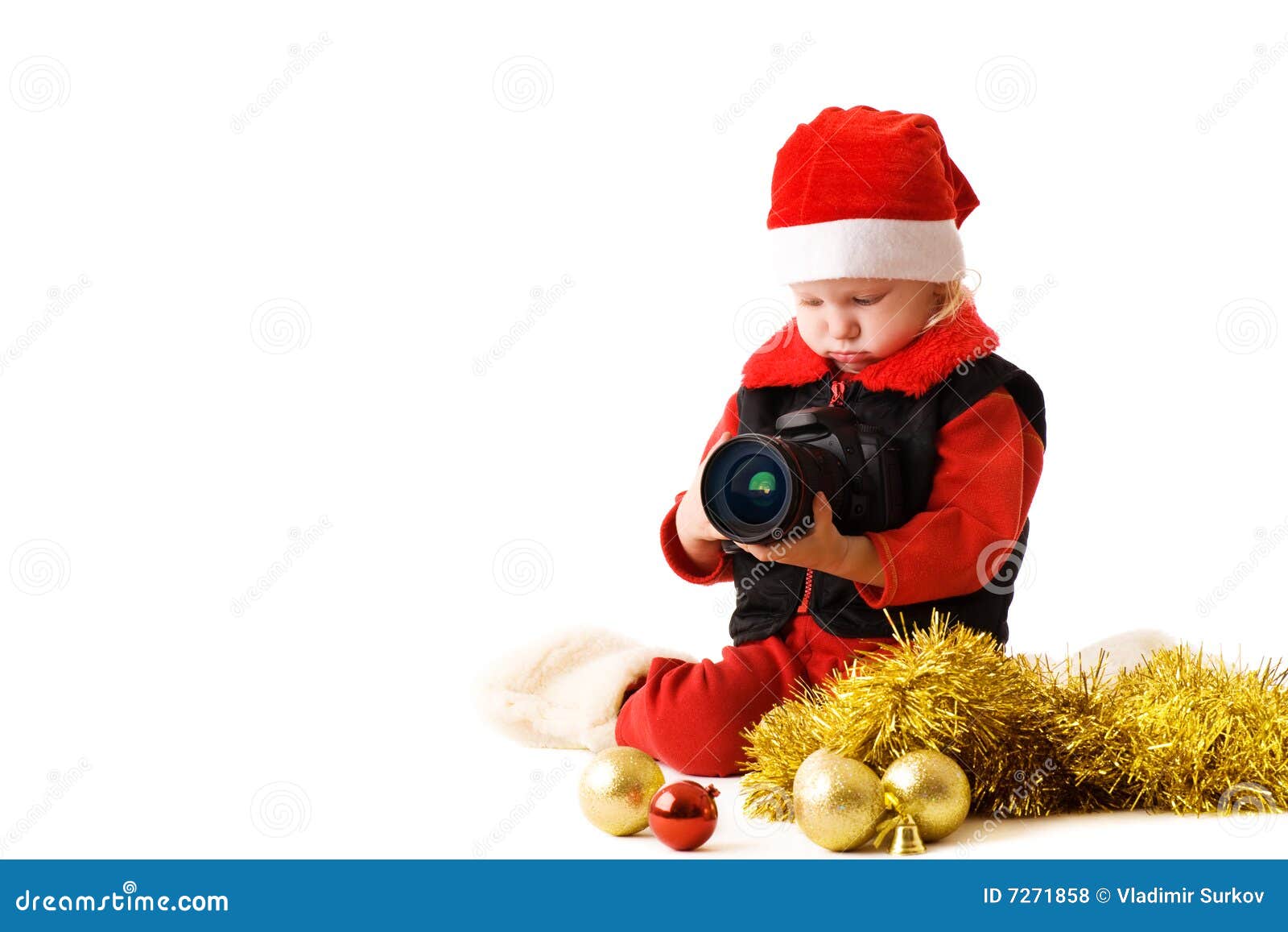 Small Santa with camera stock photo. Image of digital - 7271858