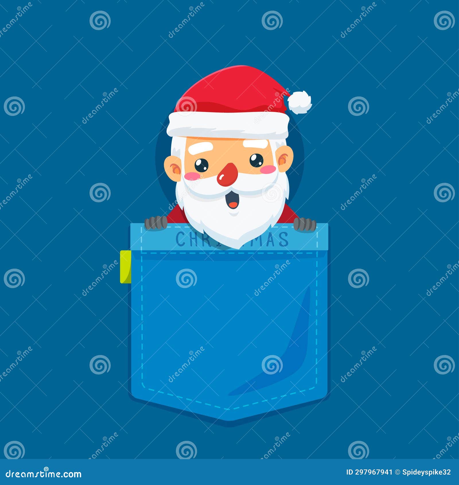 Small Santa Claus in a Pocket. Isolated Vector Illustration Stock ...