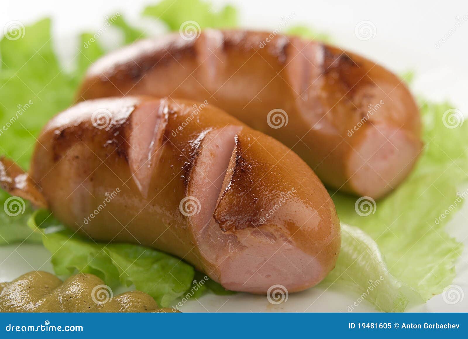 Small sausages stock image. Image of green, lettuce, dinner - 19481605