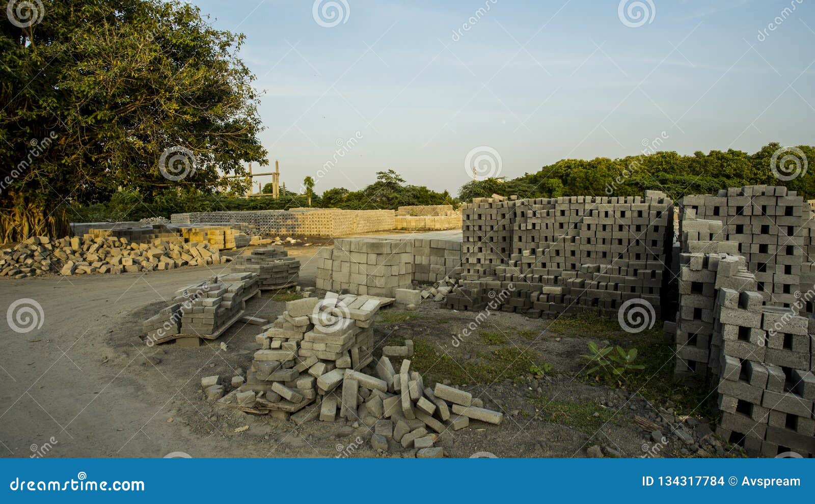 A Small Scale Cement Brick Industry, Stock Photo - Image of equipment ...