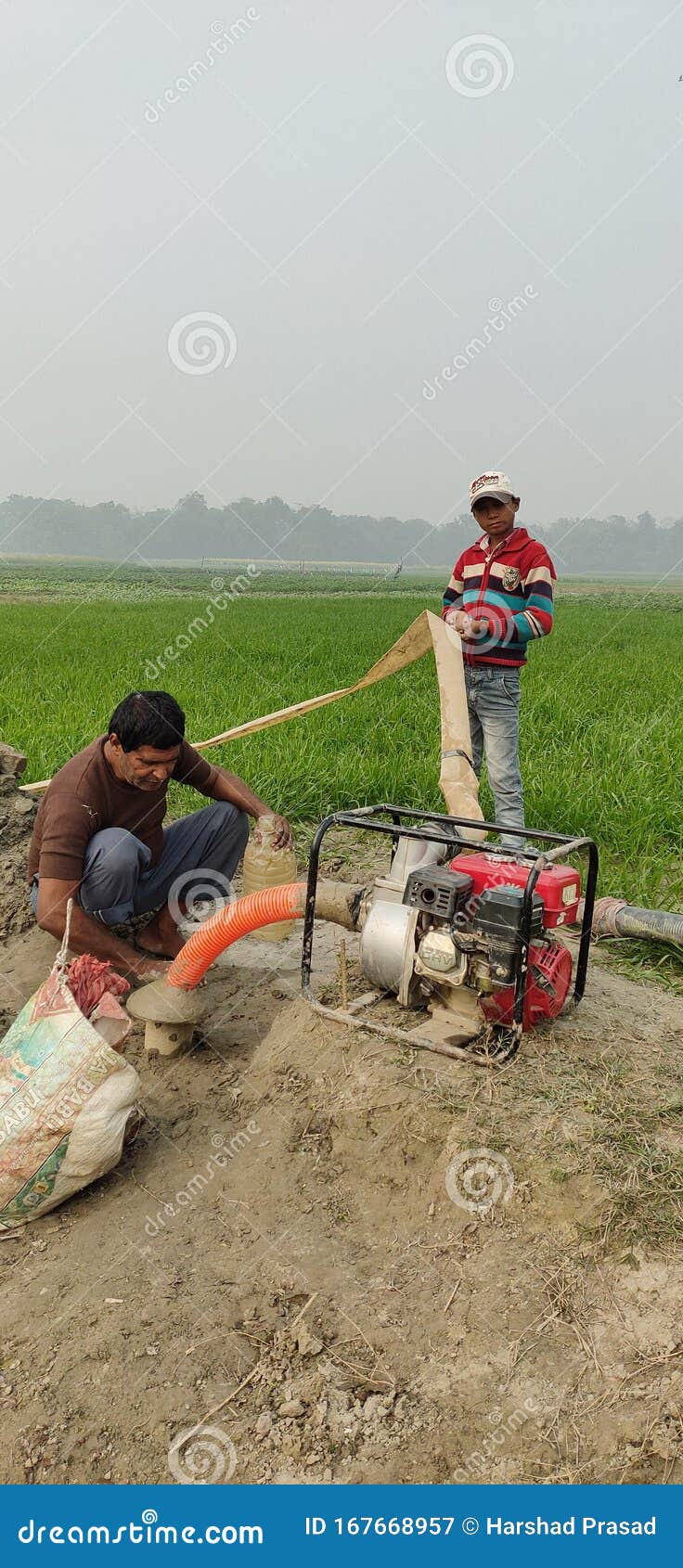 Small Scale Farmer Watering His Field Editorial Photography - Image of ...