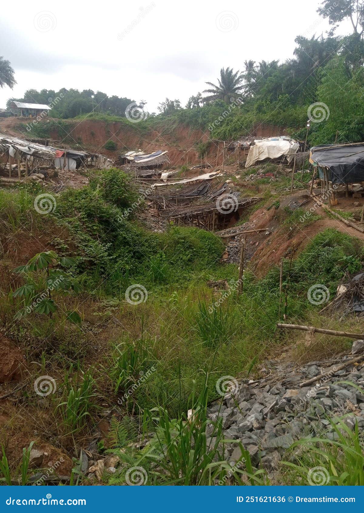 Small scale mining site stock photo. Image of valley - 251621636