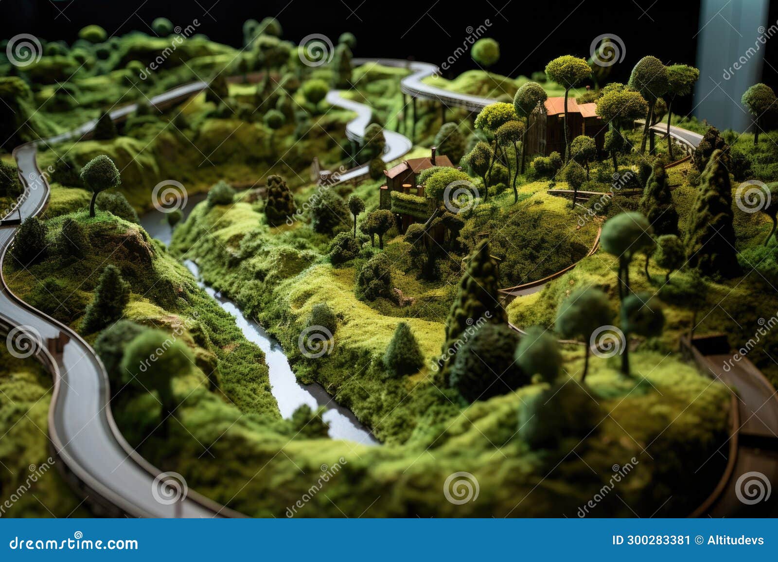 Small-scale Model of a Lush Green Park with a Winding Path Stock Image ...