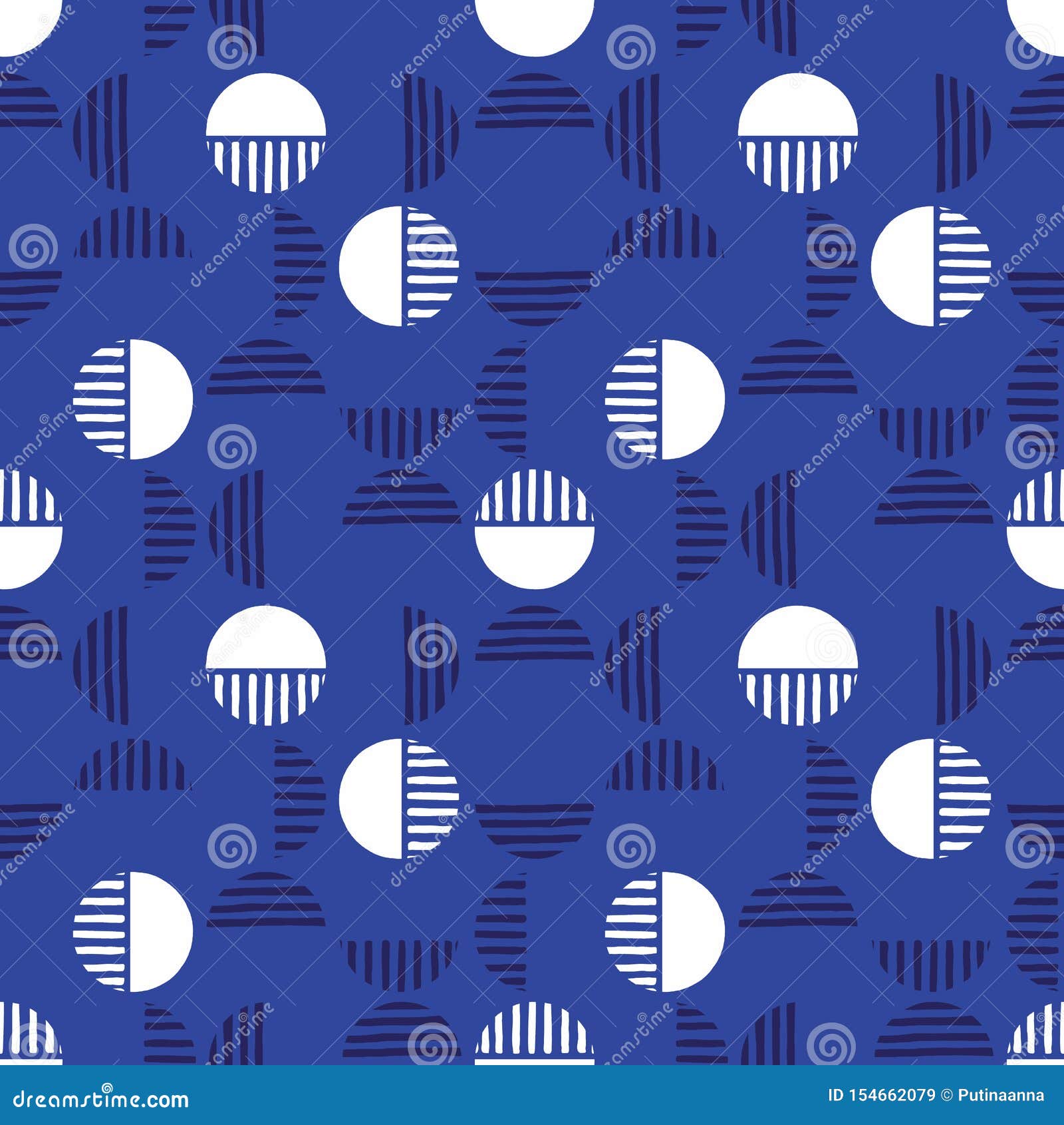 Small Retro Dark Blue Geo Dots and Half Dots Vector Seamless Pattern ...