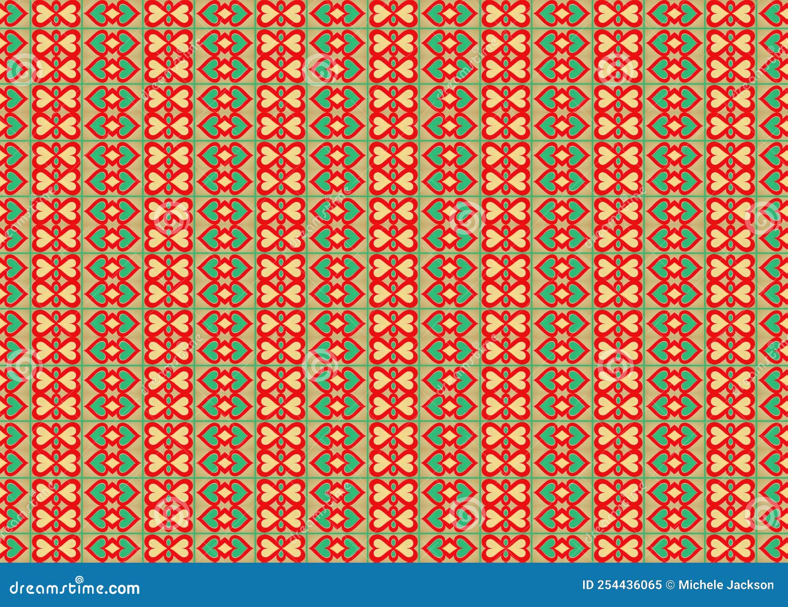 Small Scale Shapes in Red Yellow and Green Seamless Repeat Pattern ...
