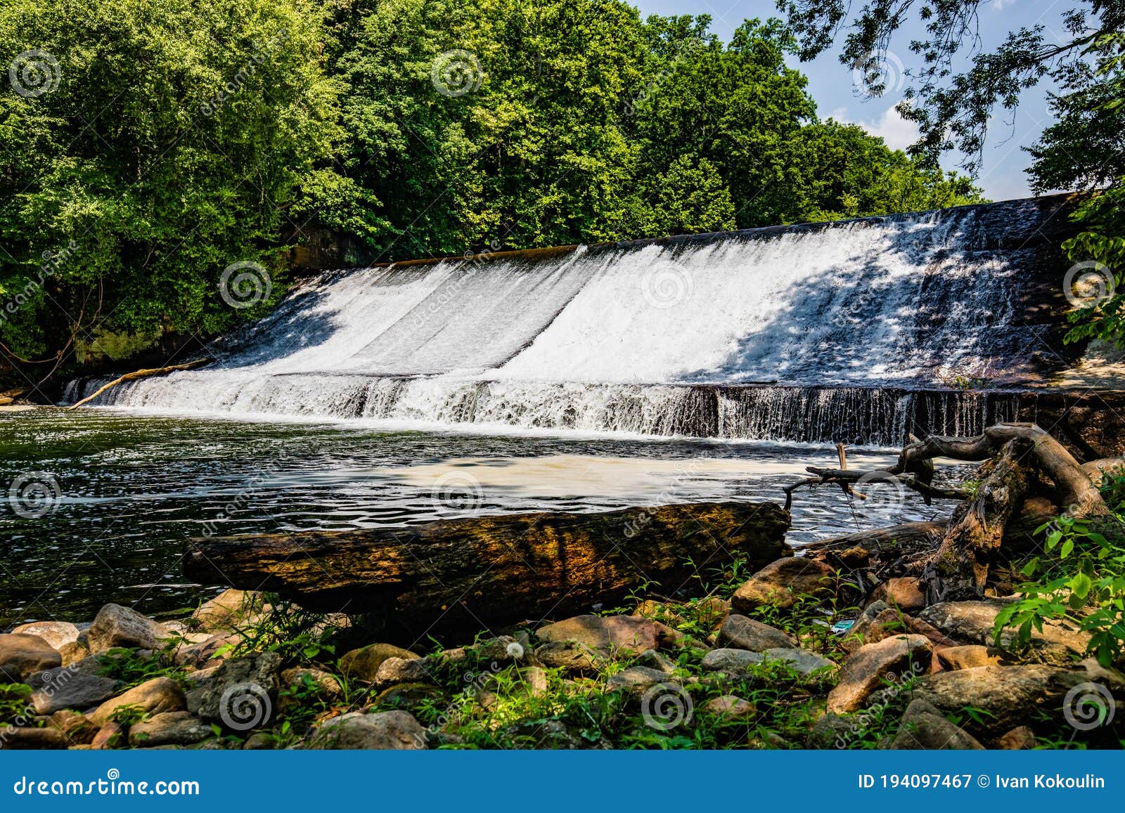 Small Scenic River Dam in the Forest at Summer Day Stock Image - Image ...
