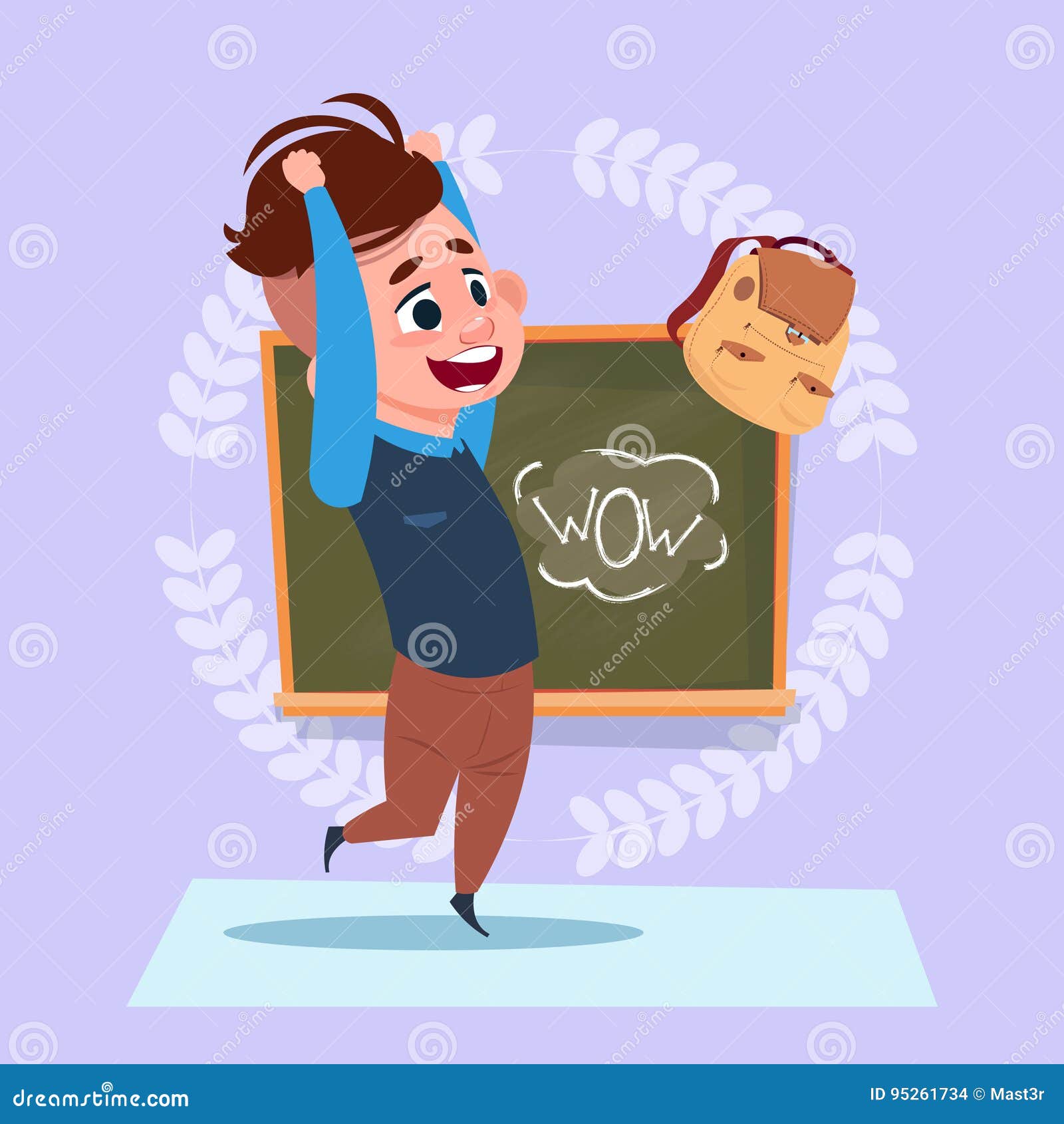 Small School Boy Standing Over Class Board Schoolboy Education Banner ...