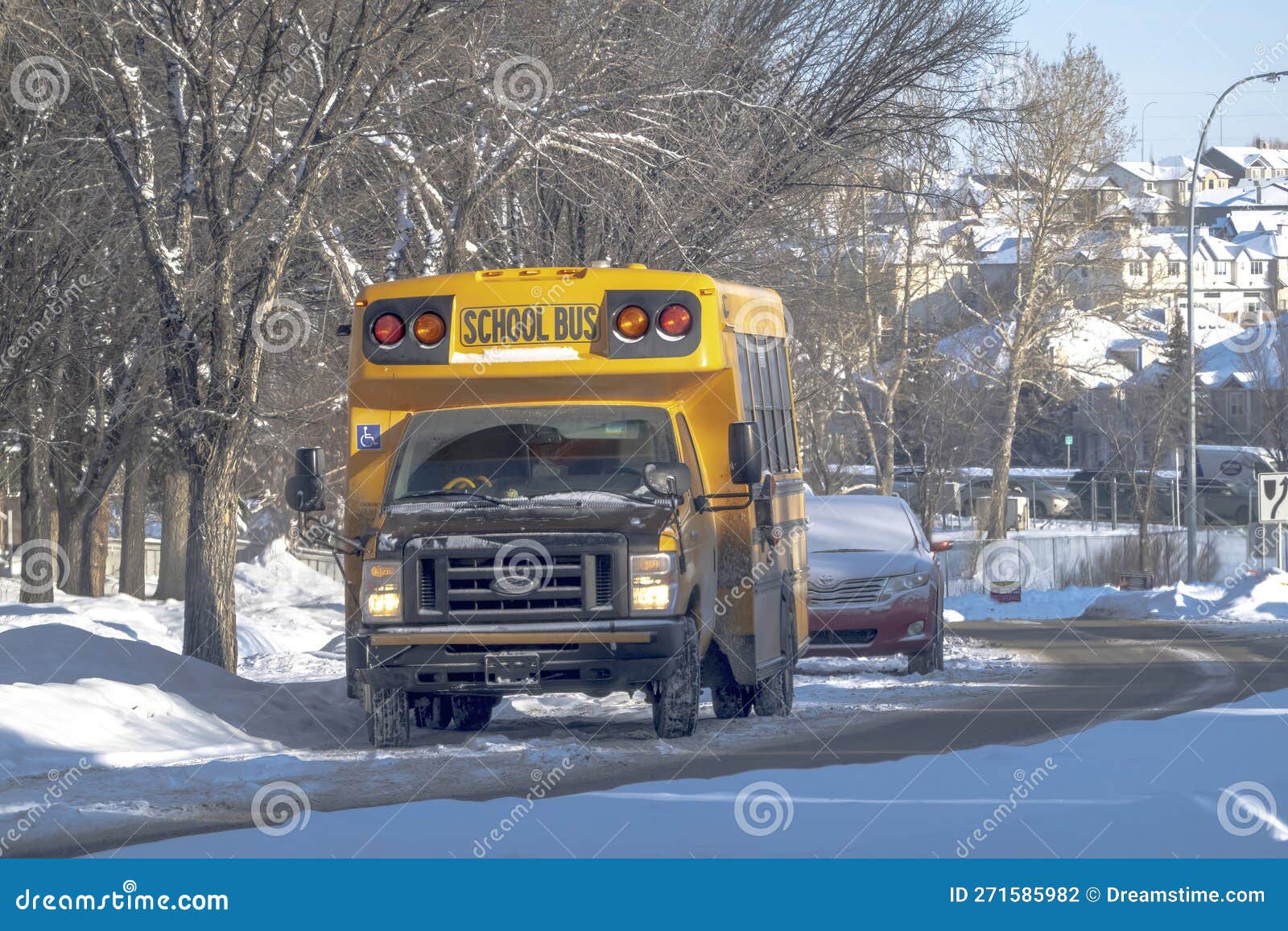 A Small School Bus during the Winter Editorial Photography - Image of ...