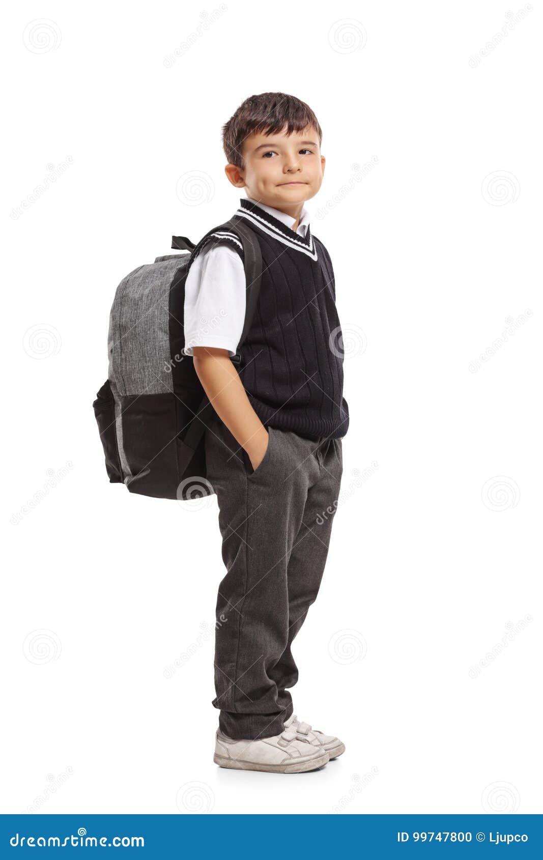 Small Schoolboy with a Backpack Stock Photo - Image of person, casual ...