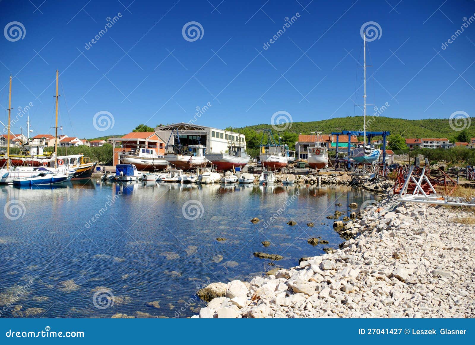 Small Sea Shipyard and Harbor, Ship Repair Stock Image - Image of deck ...