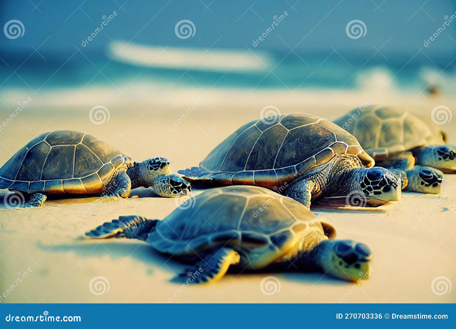 Small Sea Turtle Crawling Along Sandy Bottom in Ocean. Stock ...