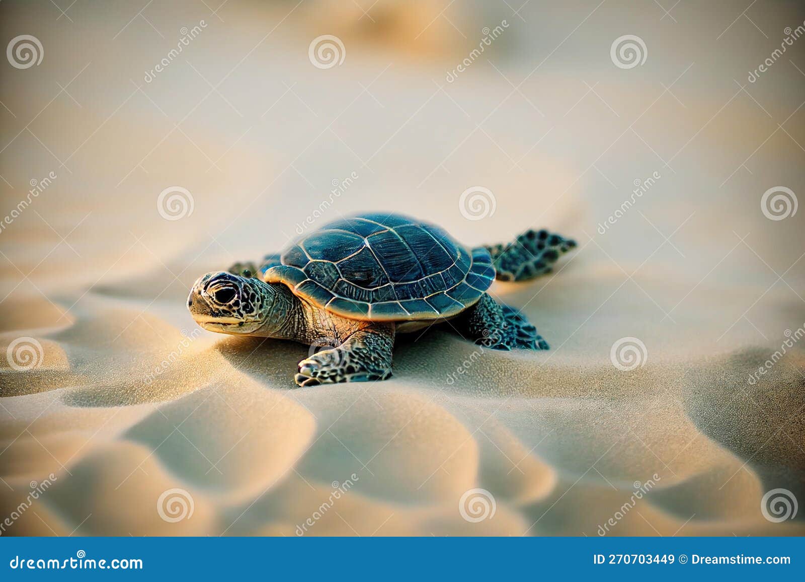 Small Sea Turtle Crawling on Sand To Indian Ocean. Stock Illustration ...