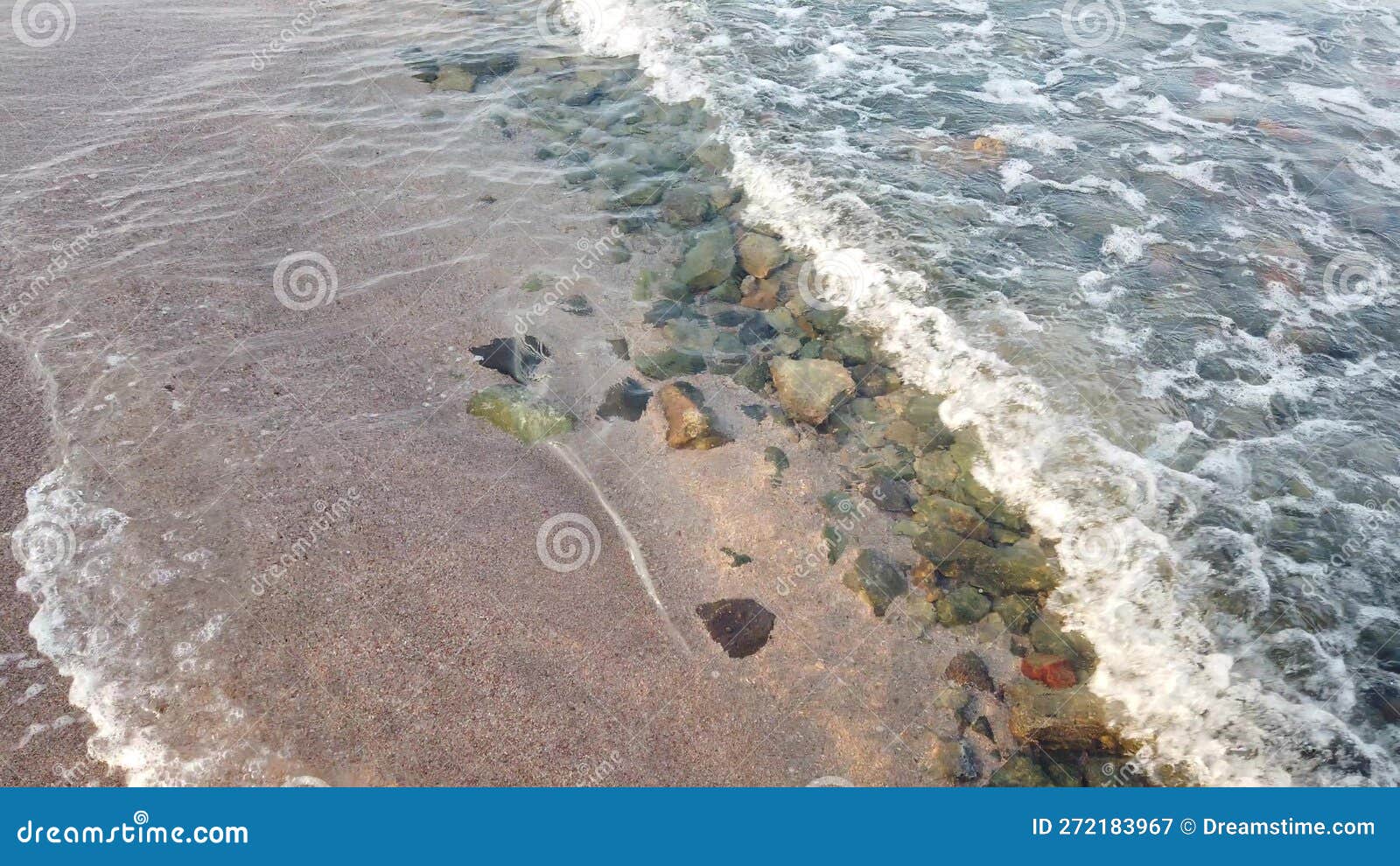 Small Sea Waves Rush Onto the Shore from Small Pebbles. Peace from the ...
