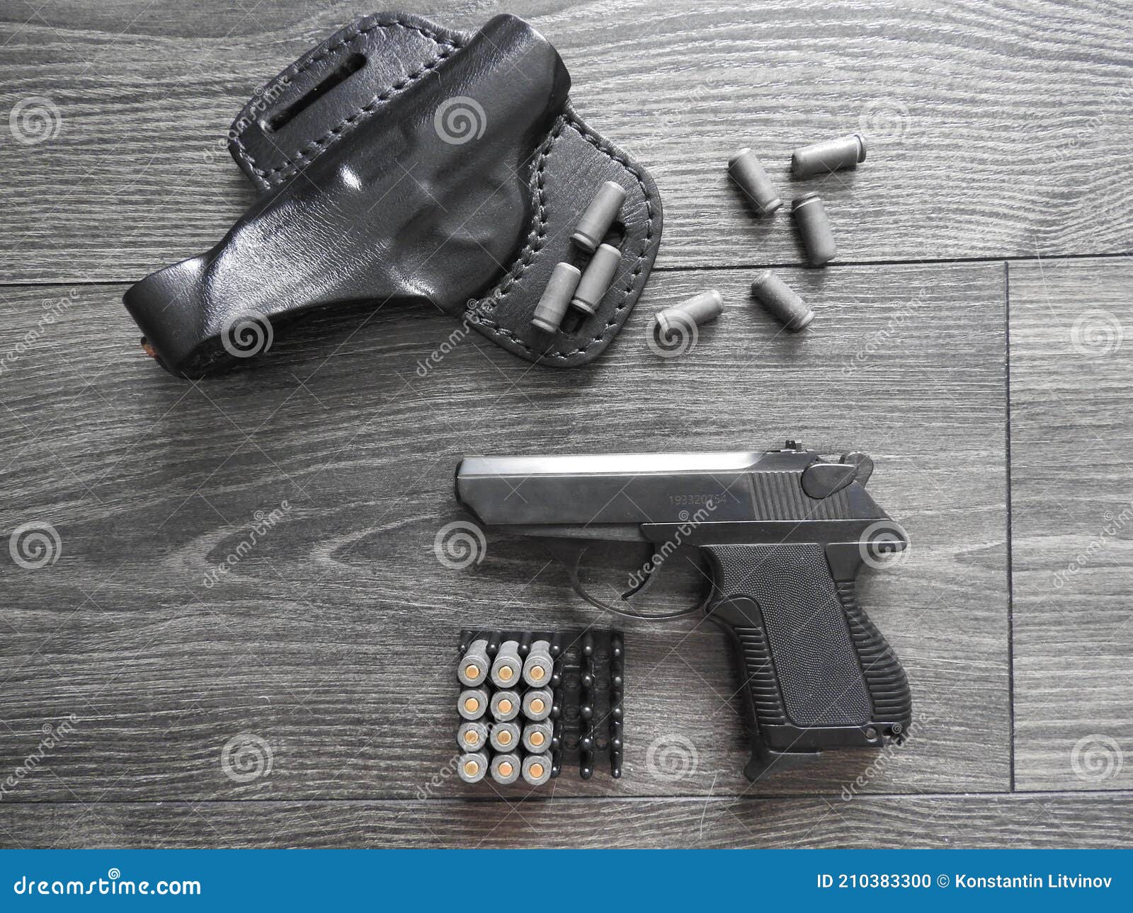 Small Self-loading Pistol PSM 18 Mm, with Cartridges on a Dark ...