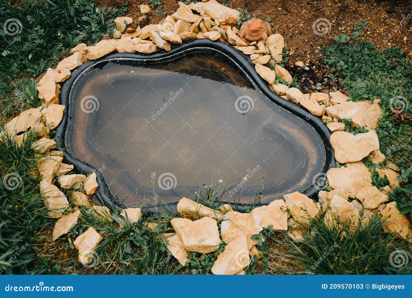 A Small Self-made Lake in the House Garden Stock Image - Image of rock ...