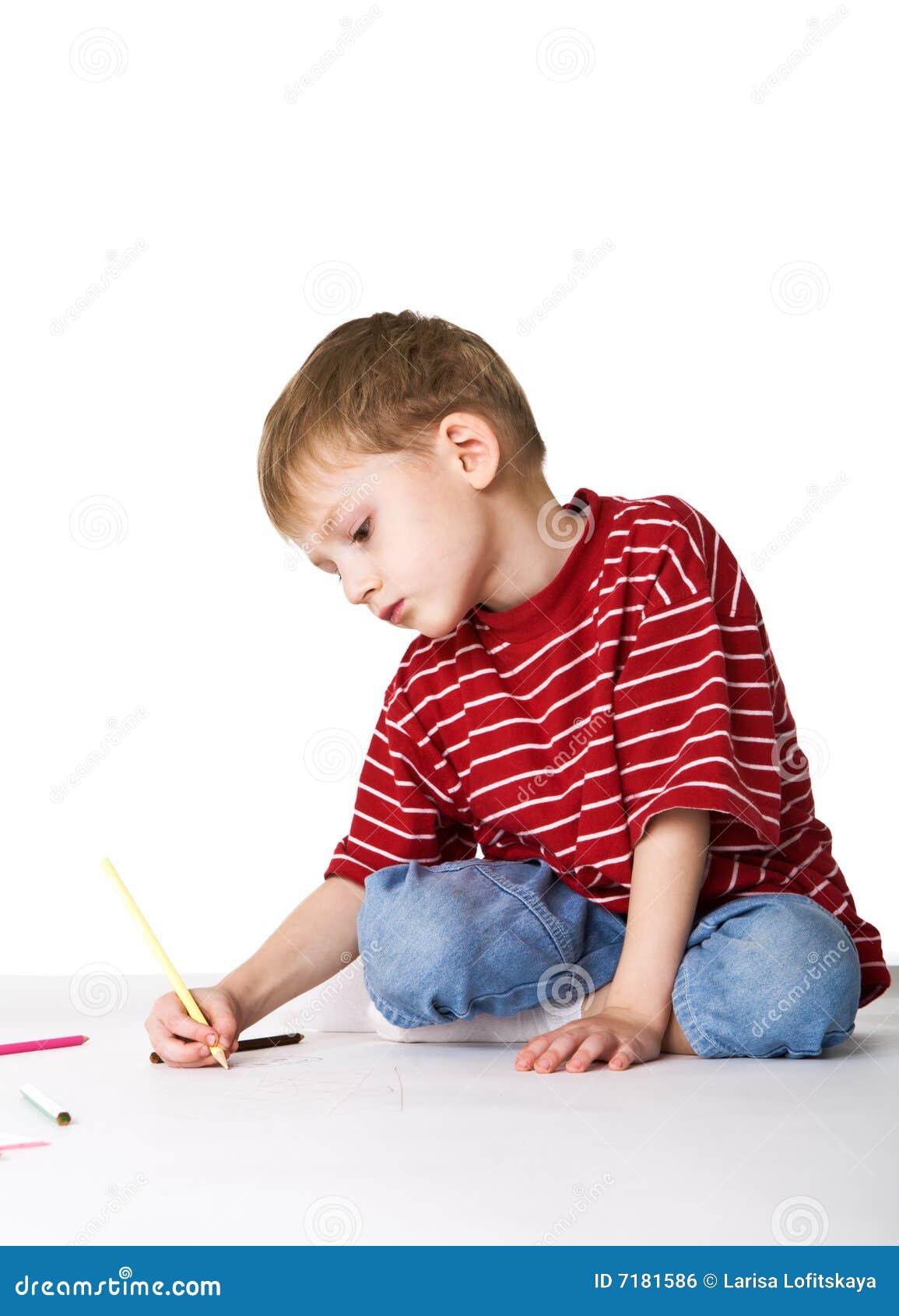 Small serious painter stock photo. Image of crayon, blond - 7181586