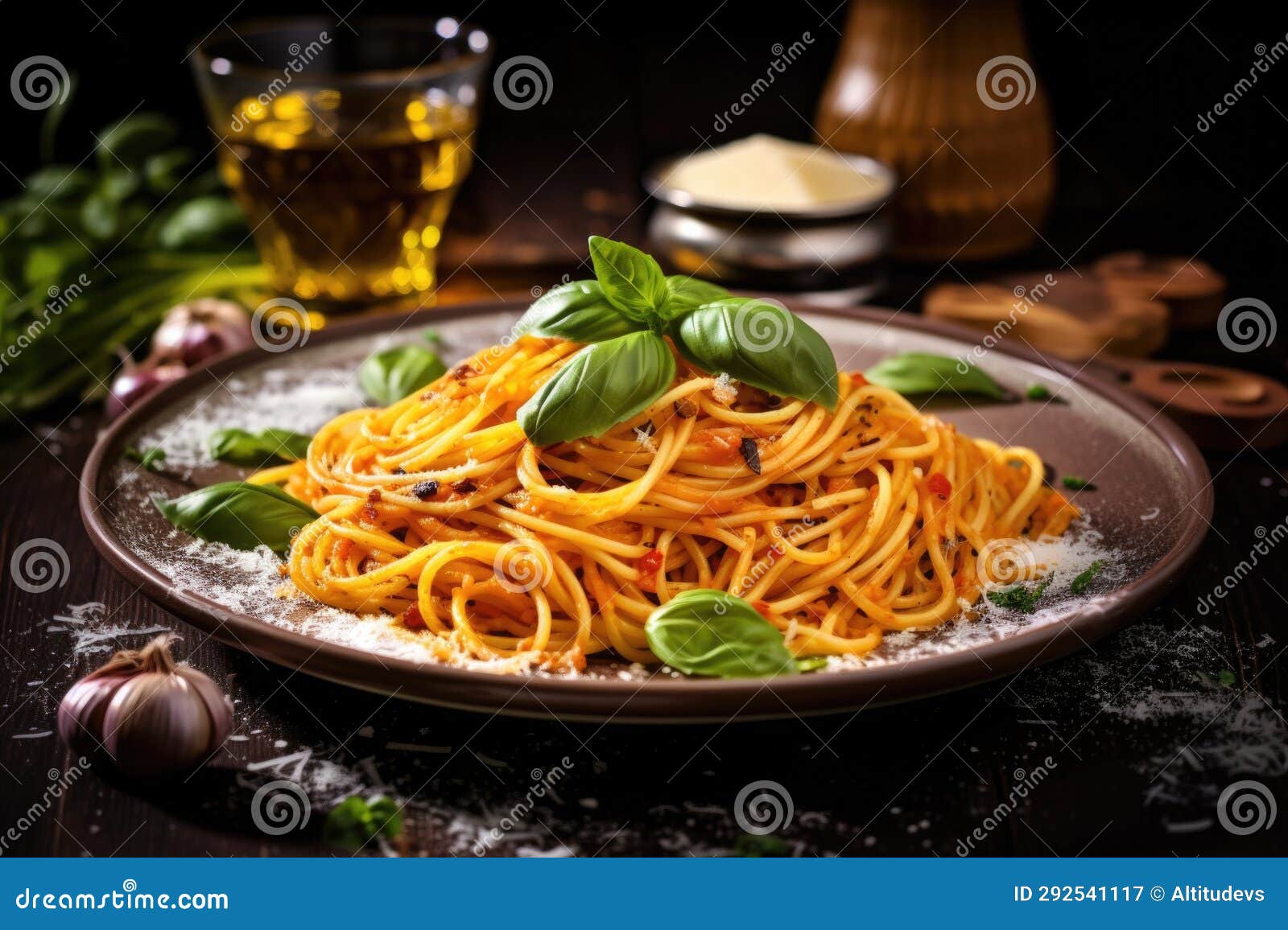 A Small Serving of Pasta on a Large Plate Stock Image - Image of ...