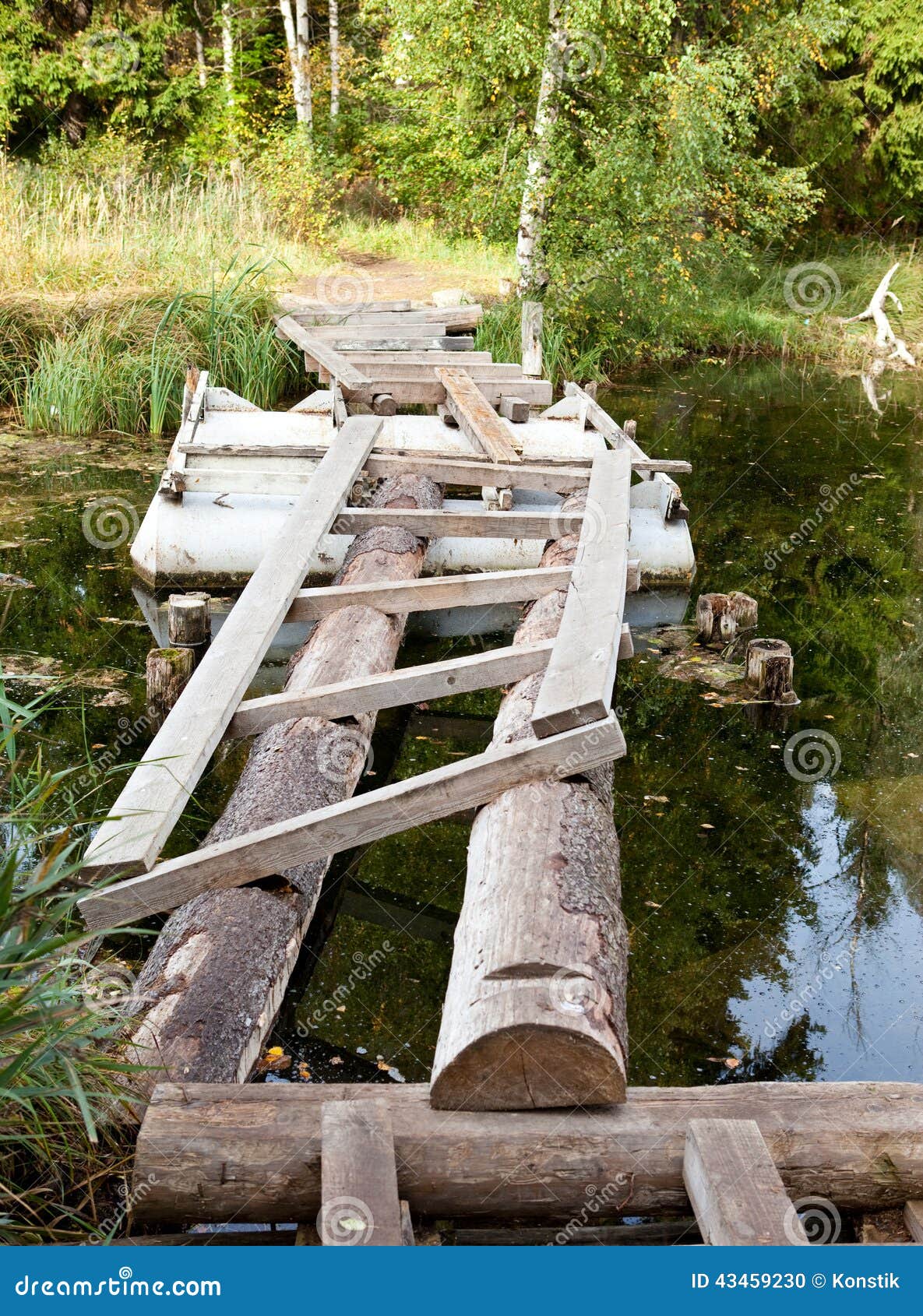 Small Shabby Bridge in Park Over a Pond Stock Photo - Image of ...