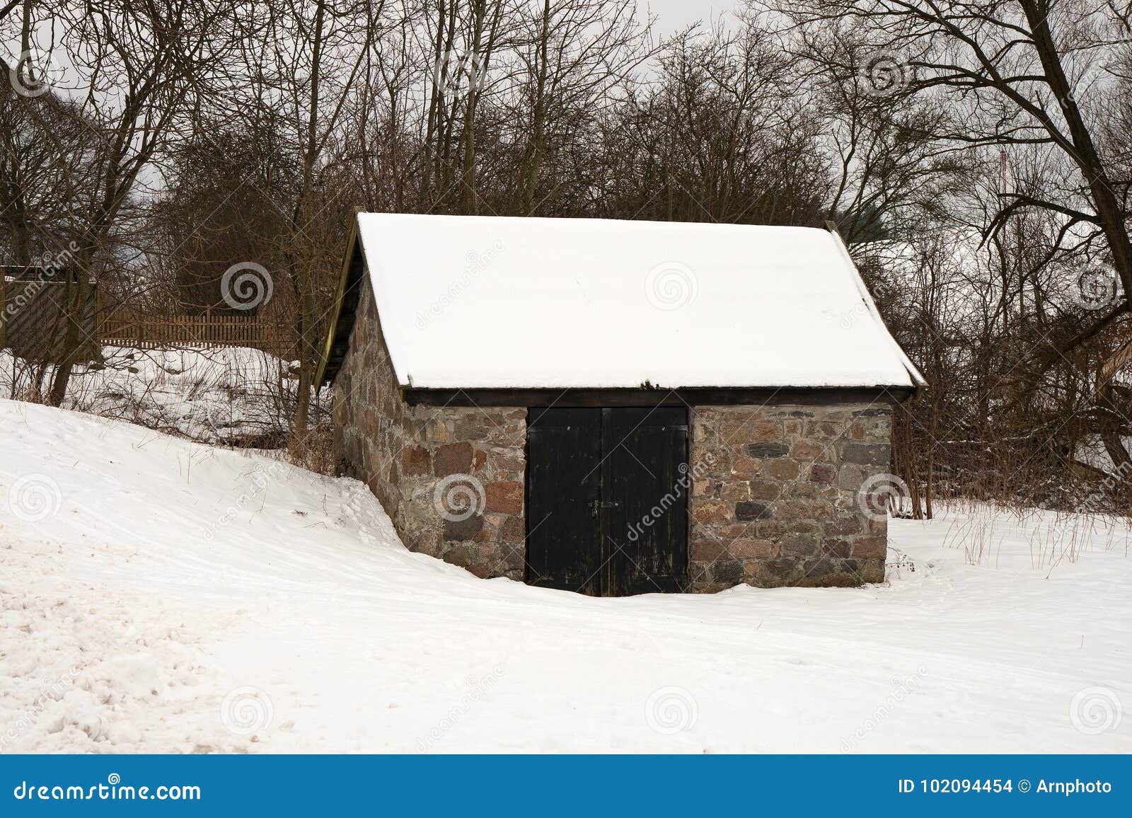 Small Shack in the Snow stock photo. Image of white - 102094454