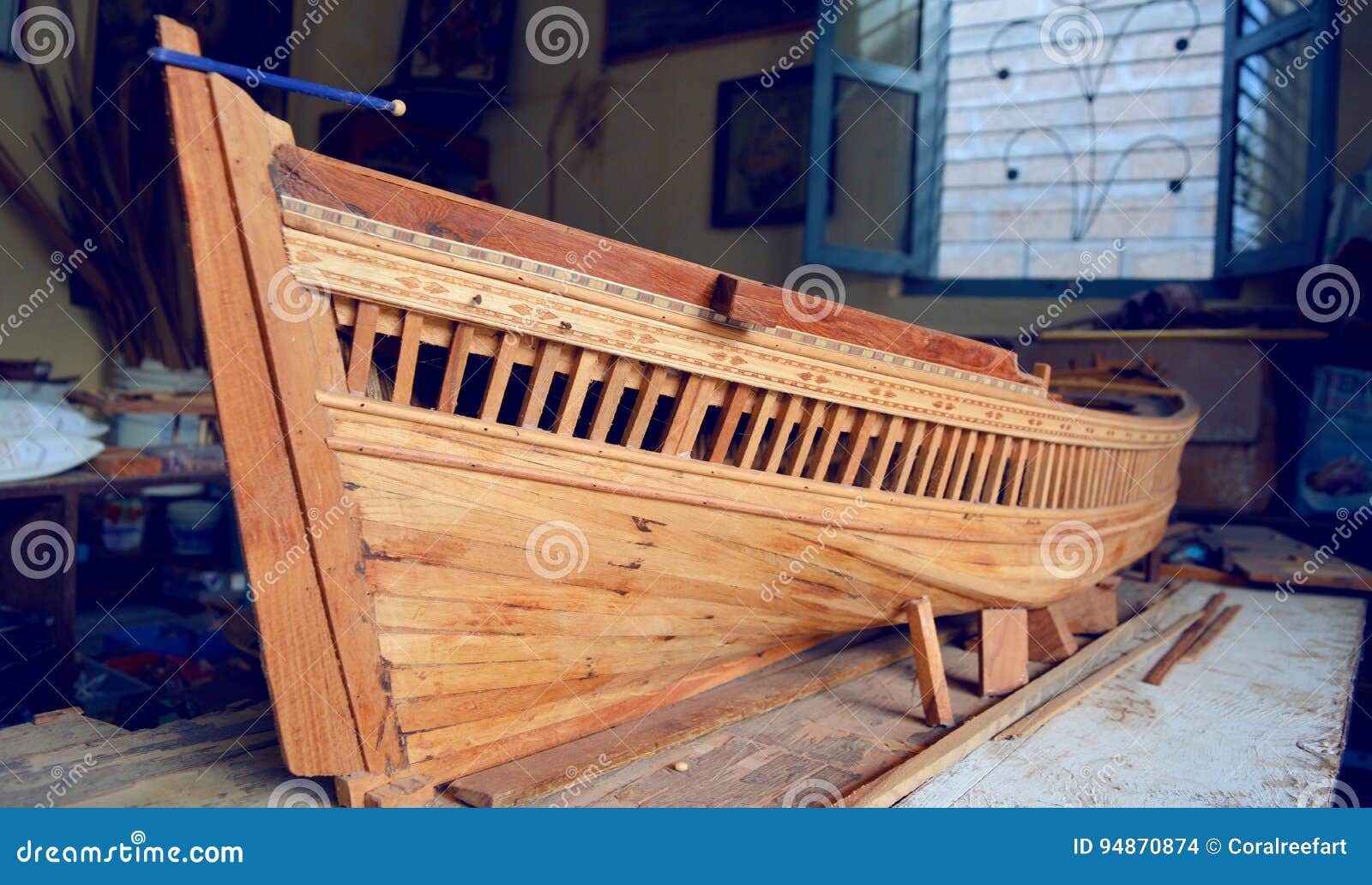 Small Ship Model at Workshop Stock Photo - Image of army, culture: 94870874