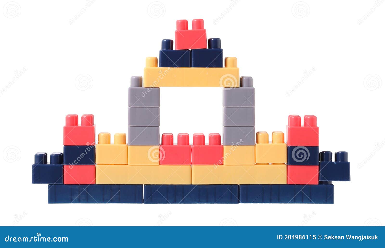 Small Ship from Plastic Blocks on White Background Stock Image - Image ...