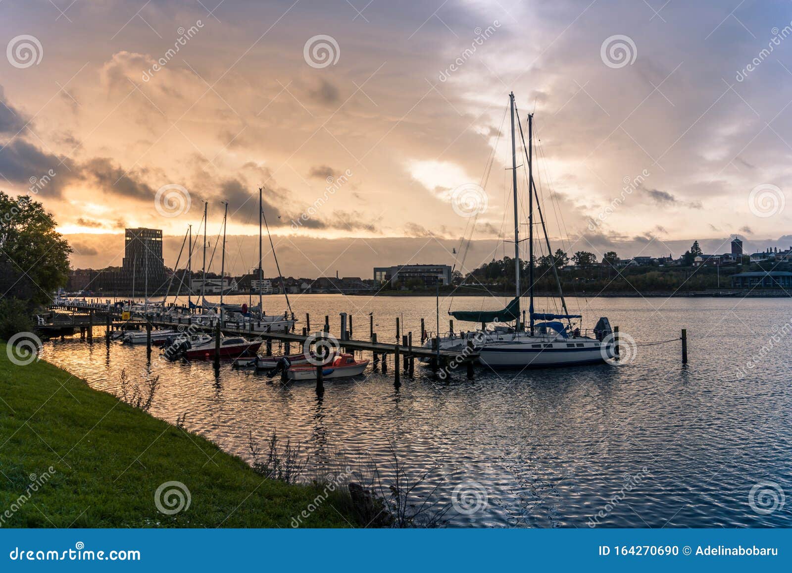 Small ships in harbour stock photo. Image of denmark - 164270690