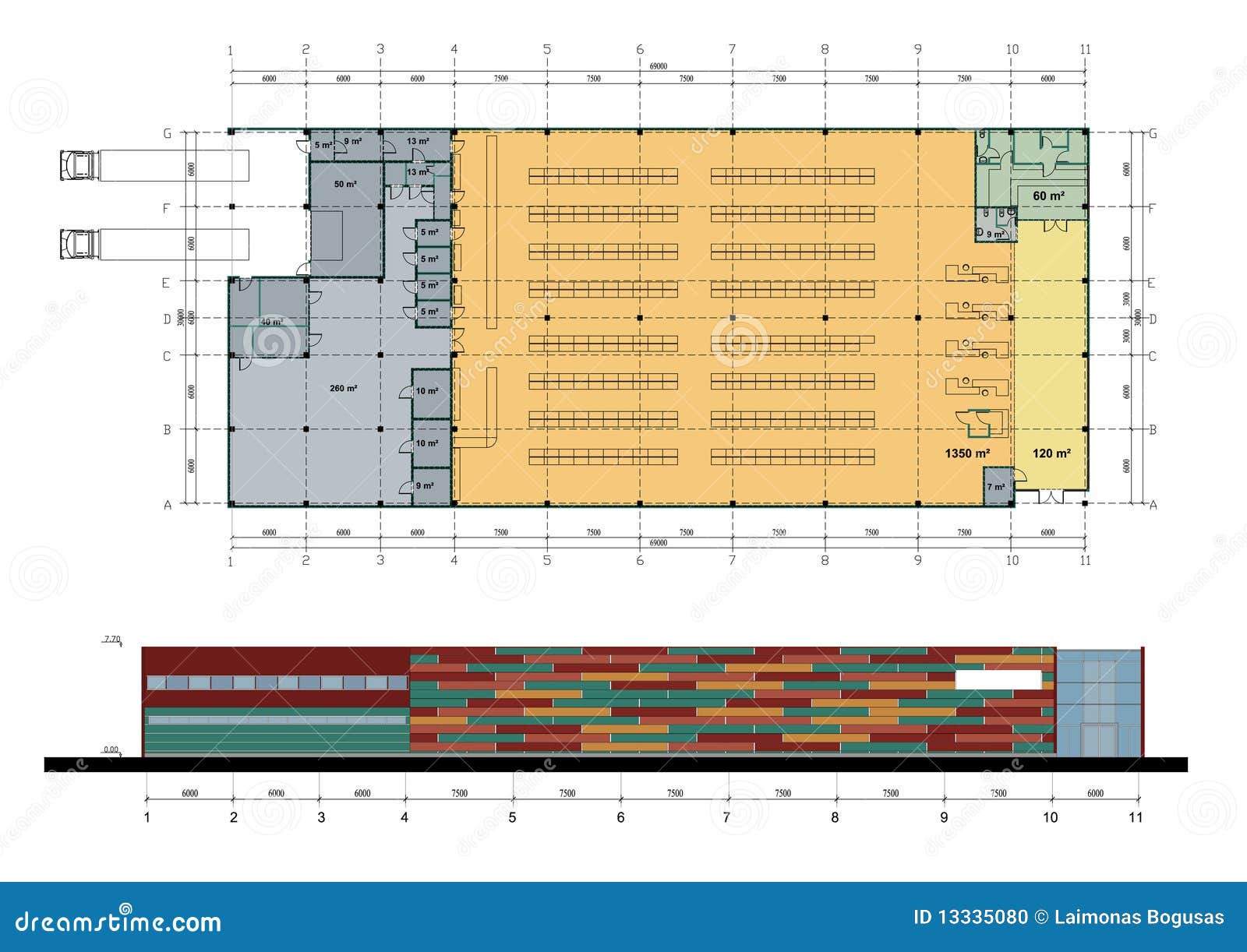 Small shop plan and facade stock vector. Illustration of facade - 13335080