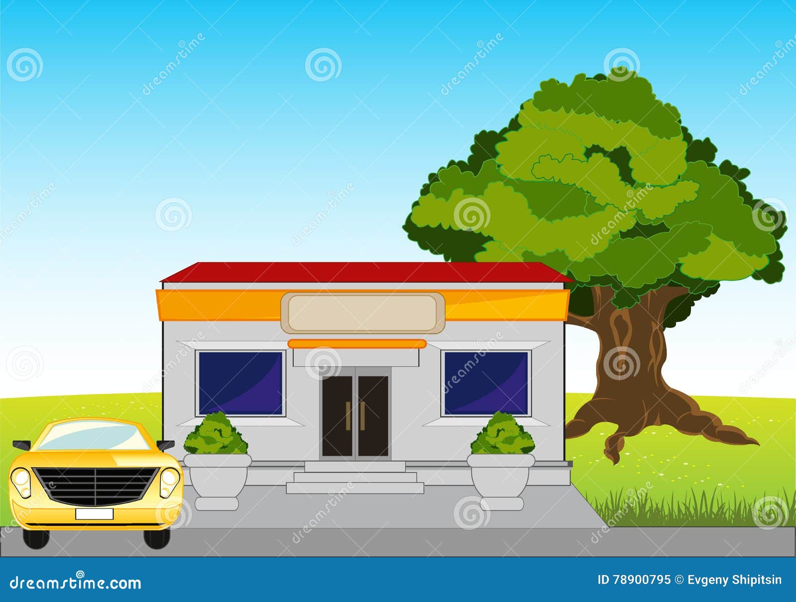 Small shop on road stock vector. Illustration of summer - 78900795