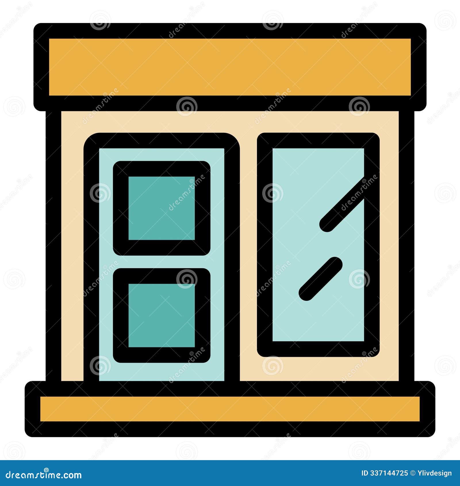 Small Shop Store Building Facade Icon Showing Closed Doors with Windows ...