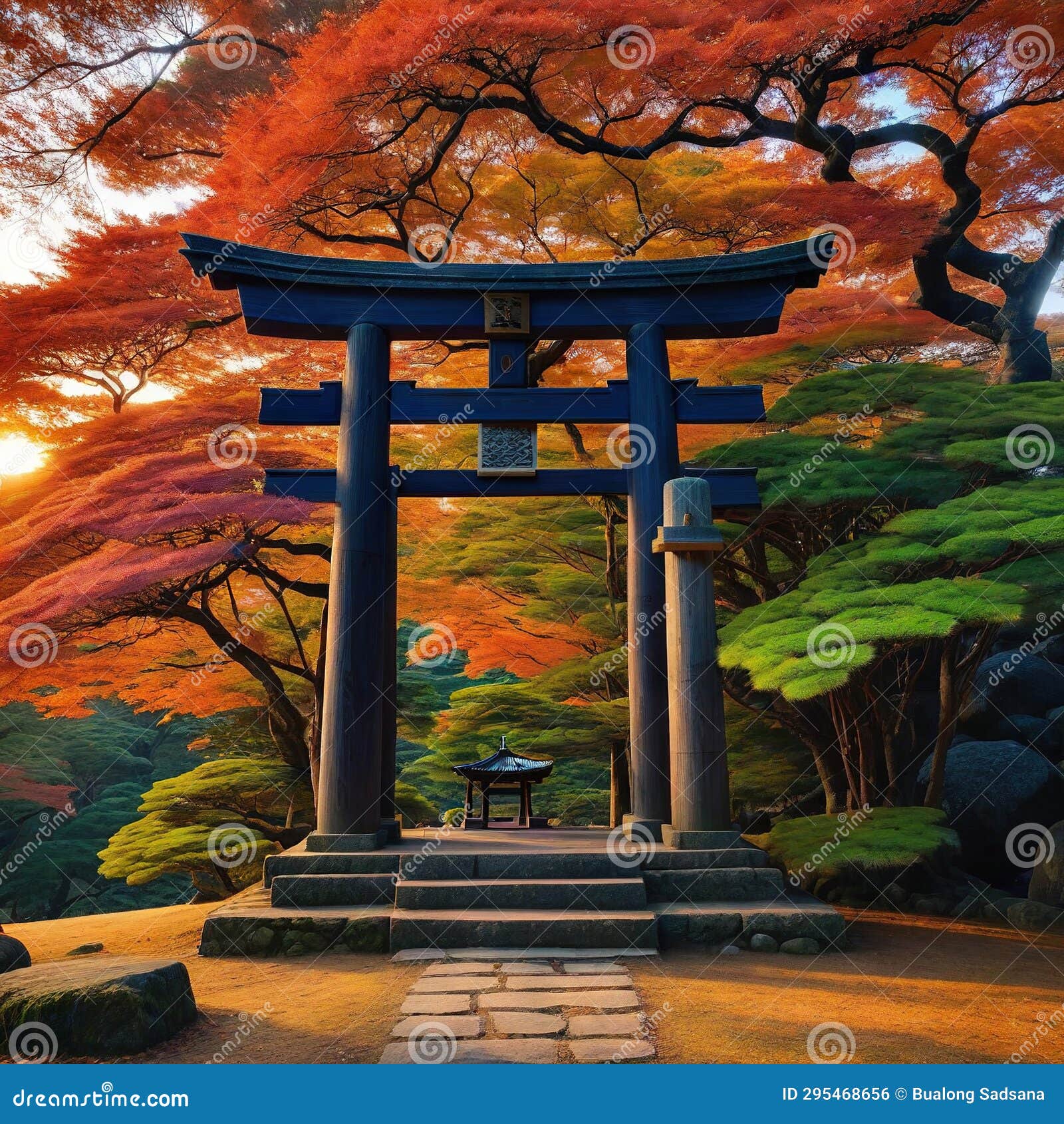 A Small Shrine in the Middle of a Stock Illustration - Illustration of ...