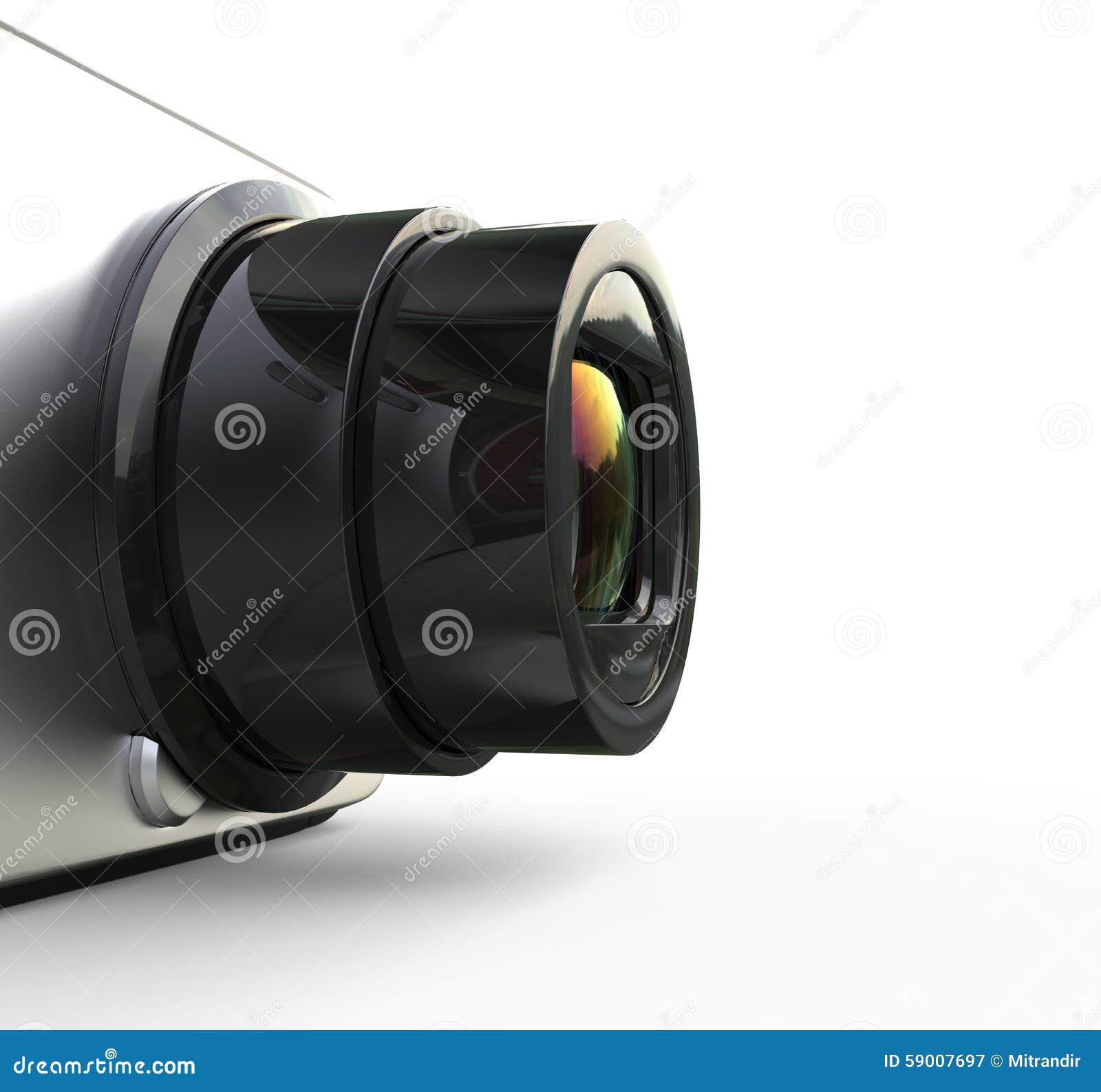 Small Silver Camera on White Background - Close Up Stock Illustration ...