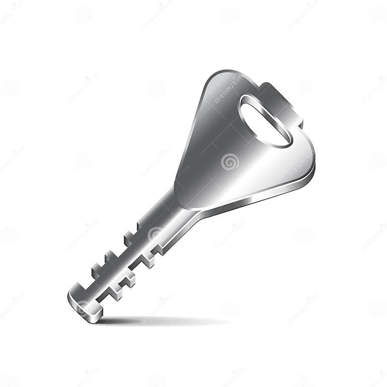 Small Silver Key on White Vector Stock Vector - Illustration of protect ...