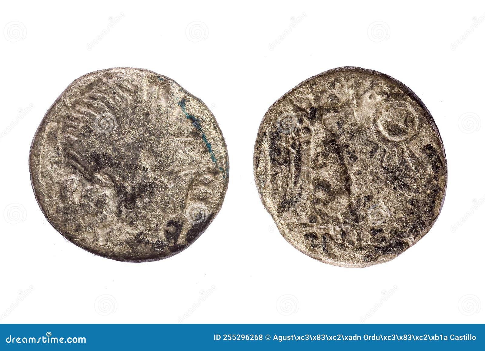 Small Silver Roman Quinary. Its Value is Half a Denarius. Stock Photo ...
